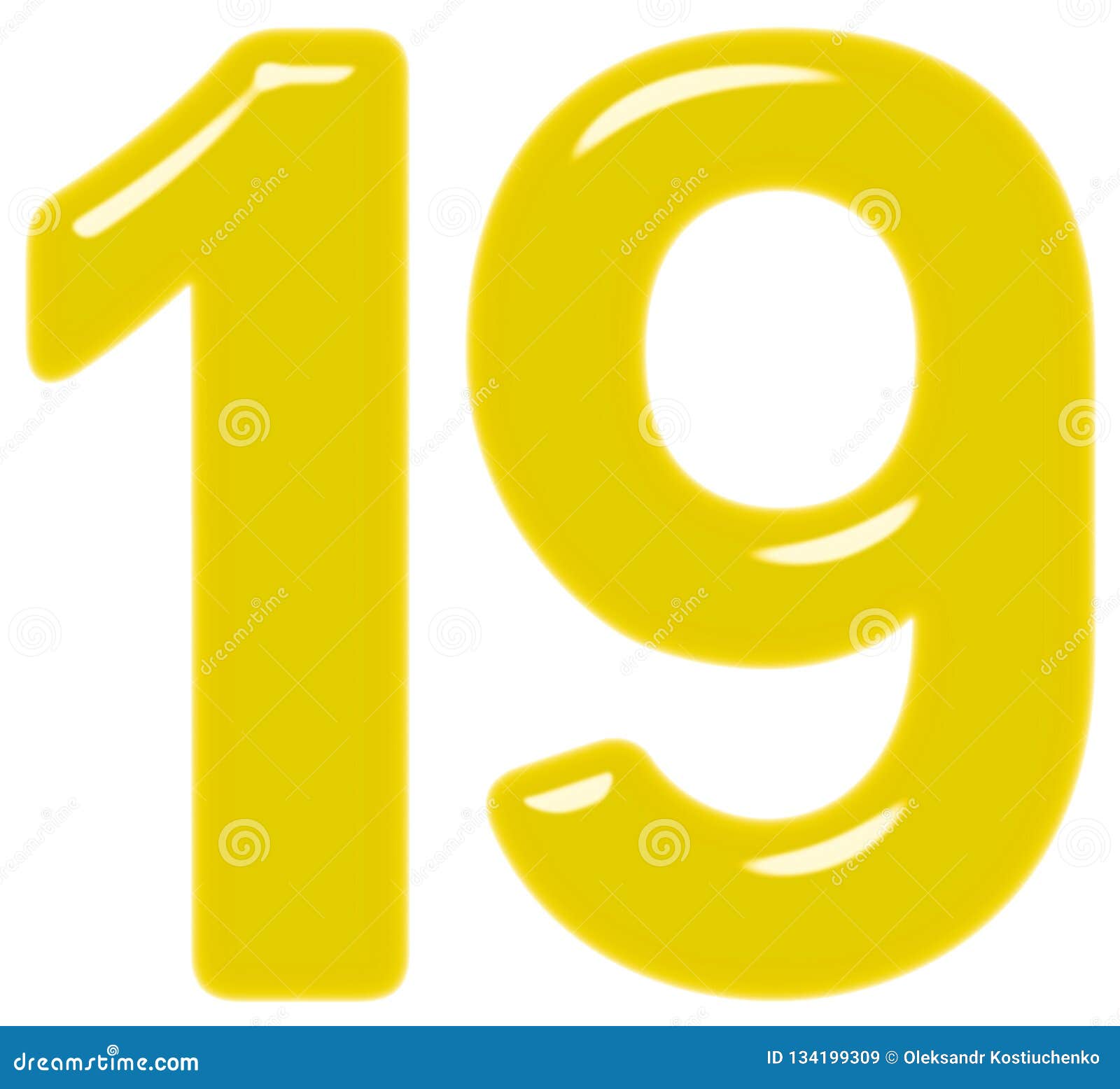 O Numeral 19, Dezenove, Isolado No Fundo Branco, 3d Rende Ilustração ...