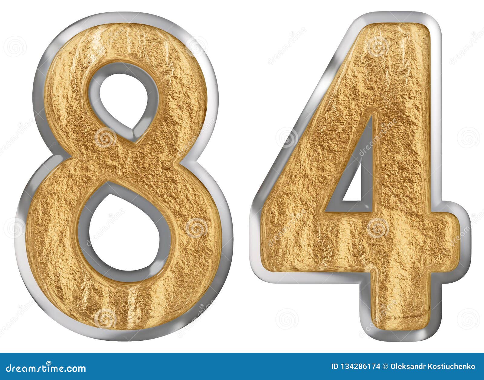 O Numeral 84, Oitenta E Quatro, Isolado No Fundo Branco, 3d Rende ...
