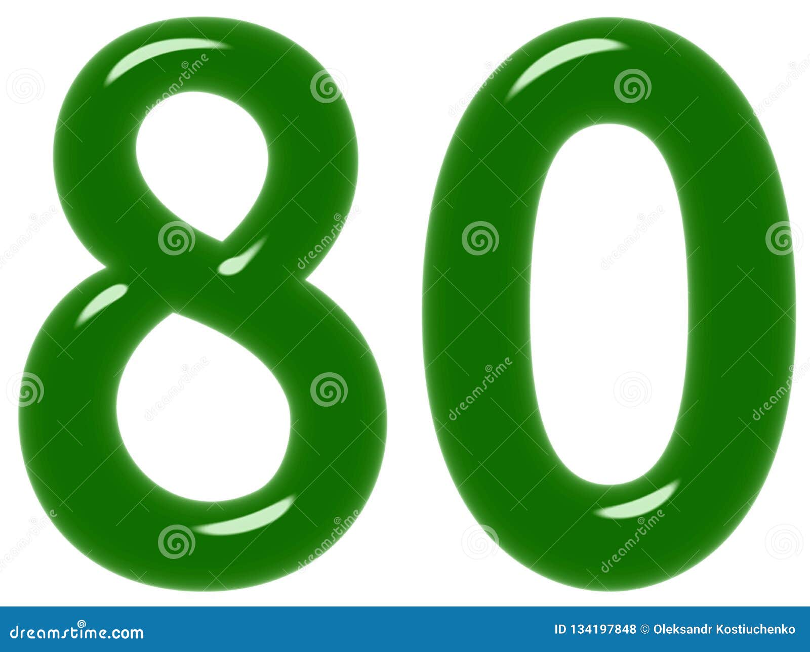 O Numeral 80, Oitenta, Isolados No Fundo Branco, 3d Rende Ilustração ...
