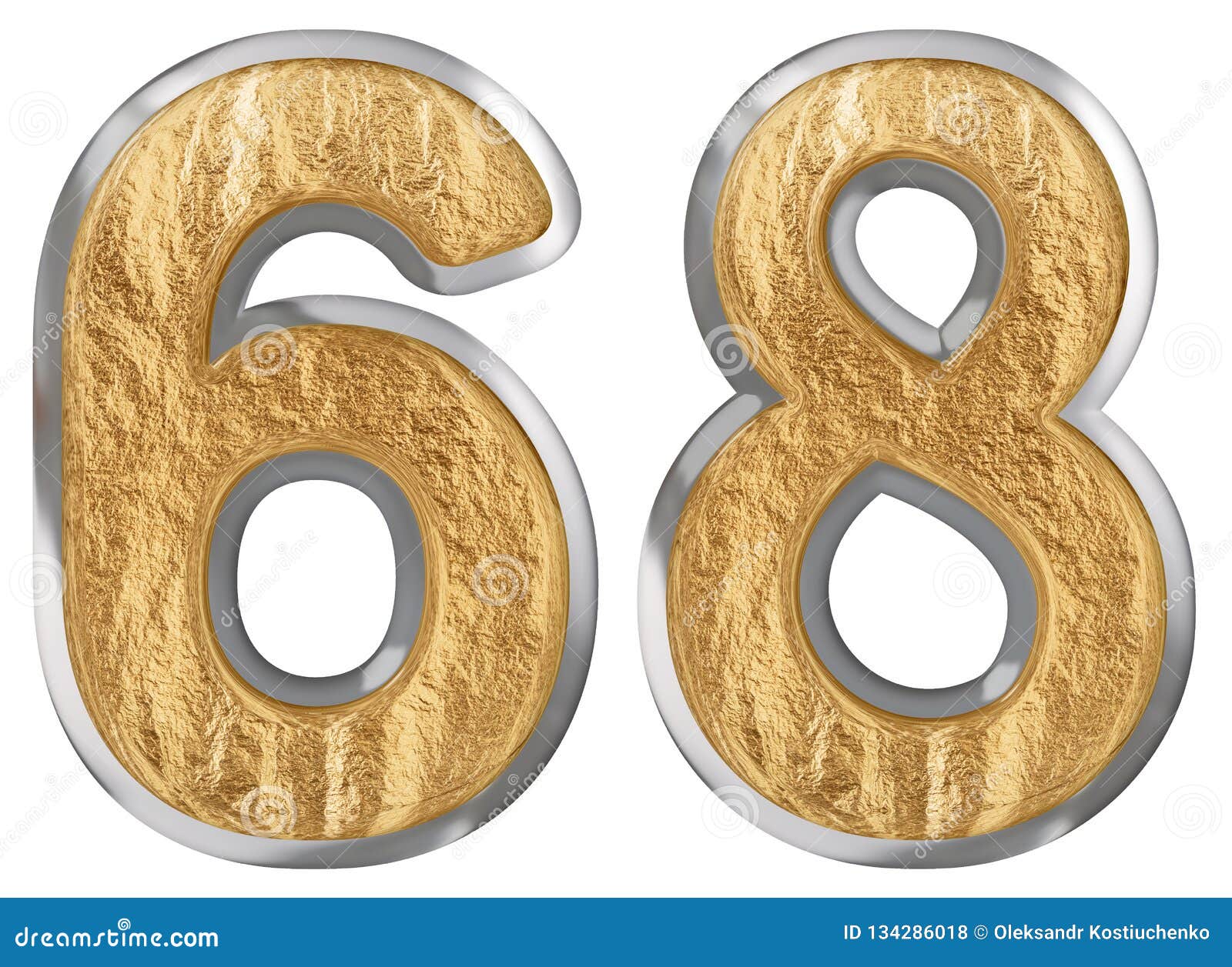 O Numeral 68, Sessenta E Oito, Isolado No Fundo Branco, 3d Rende ...