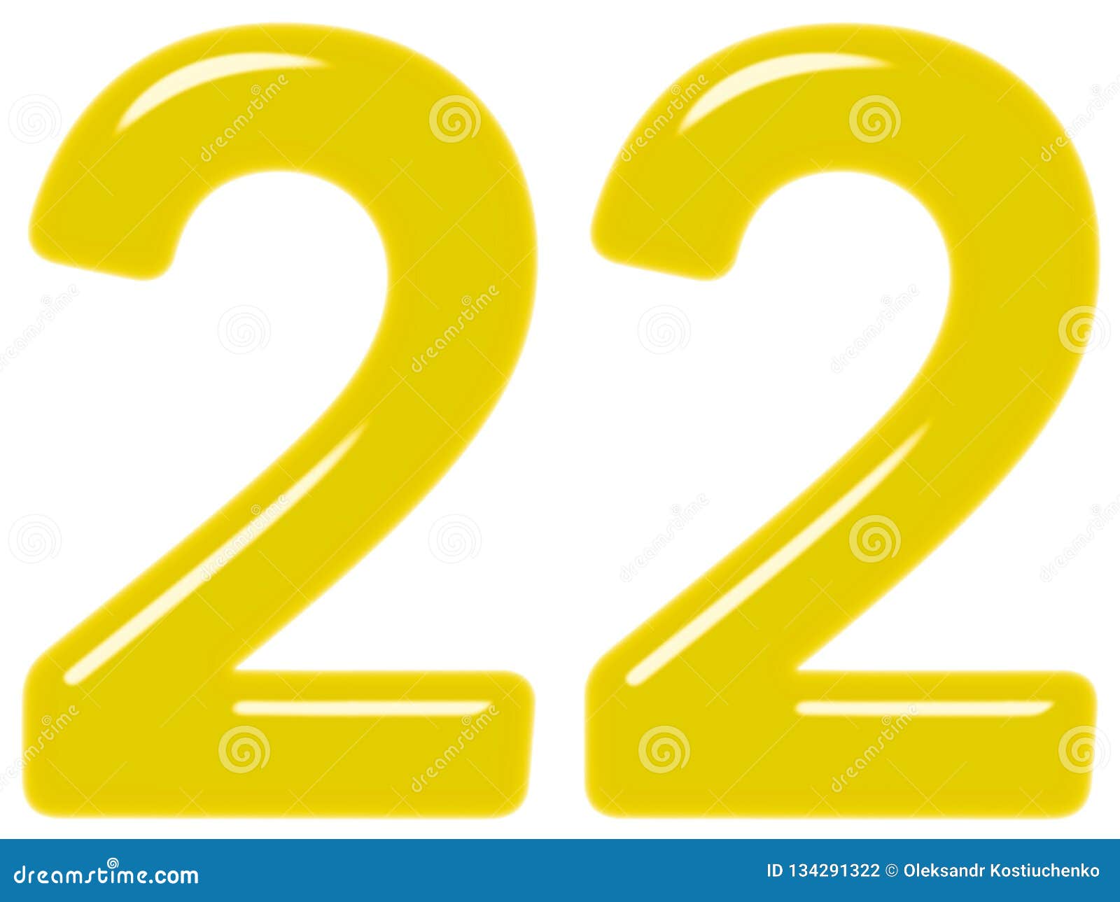 O Numeral 22, Vinte E Dois, Isolado No Fundo Branco, 3d Rende ...