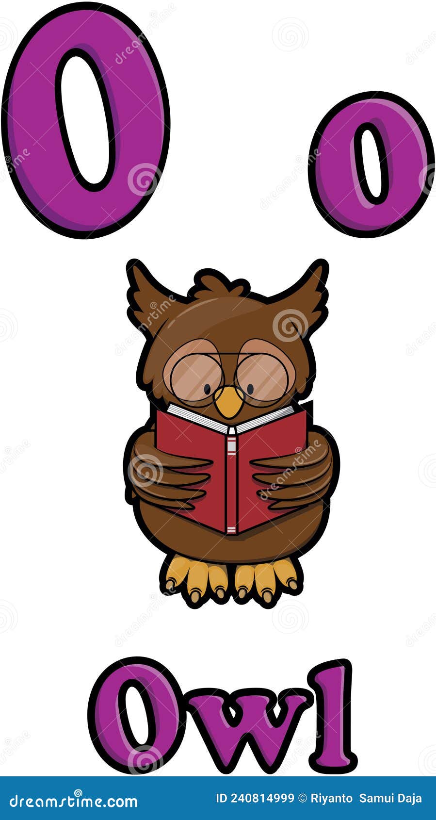 O for Owl with Text Color Illustration Design Stock Vector ...