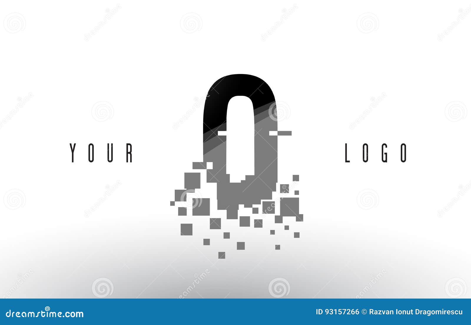 O Pixel Letter Logo with Digital Shattered Black Squares Stock Vector ...
