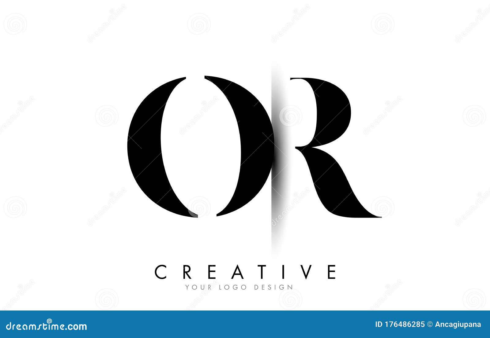 Or O R Letter Logo with Creative Shadow Cut Design Stock Vector ...