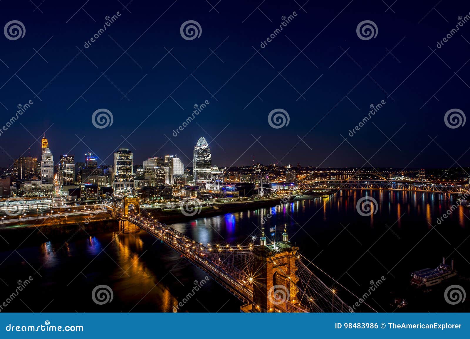 O Rio Ohio E Cincinnati, Ohio No Por Do Sol Foto Editorial - Imagem de ...