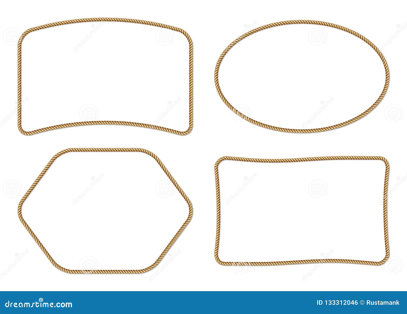 Set of Yellow Rope Woven Square Vector Border, Square Vector Frame ...