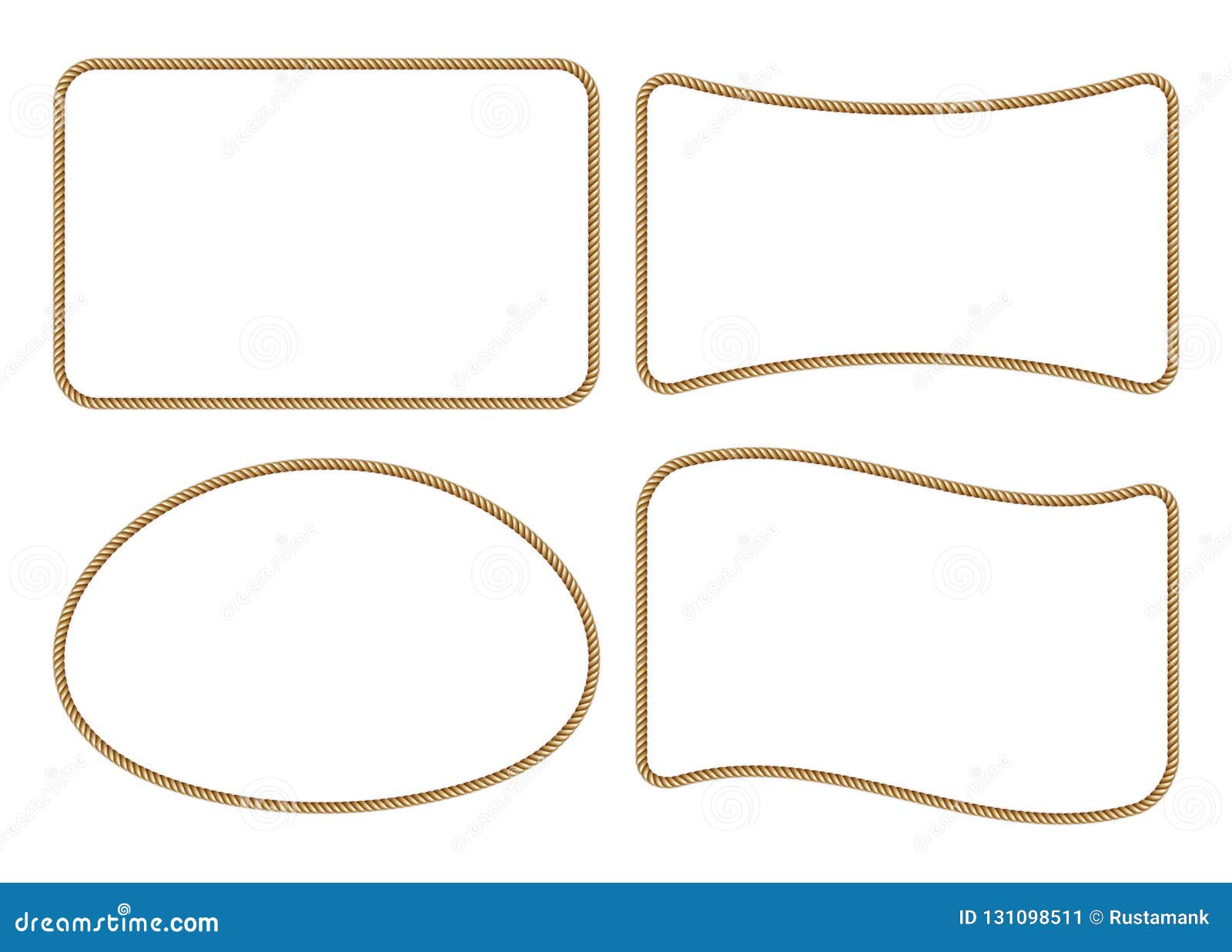 Set of Yellow Rope Woven Square Vector Border, Square Vector Frame ...