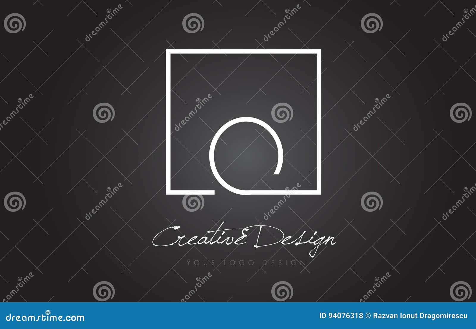 O Square Frame Letter Logo Design with Black and White Colors. Stock ...