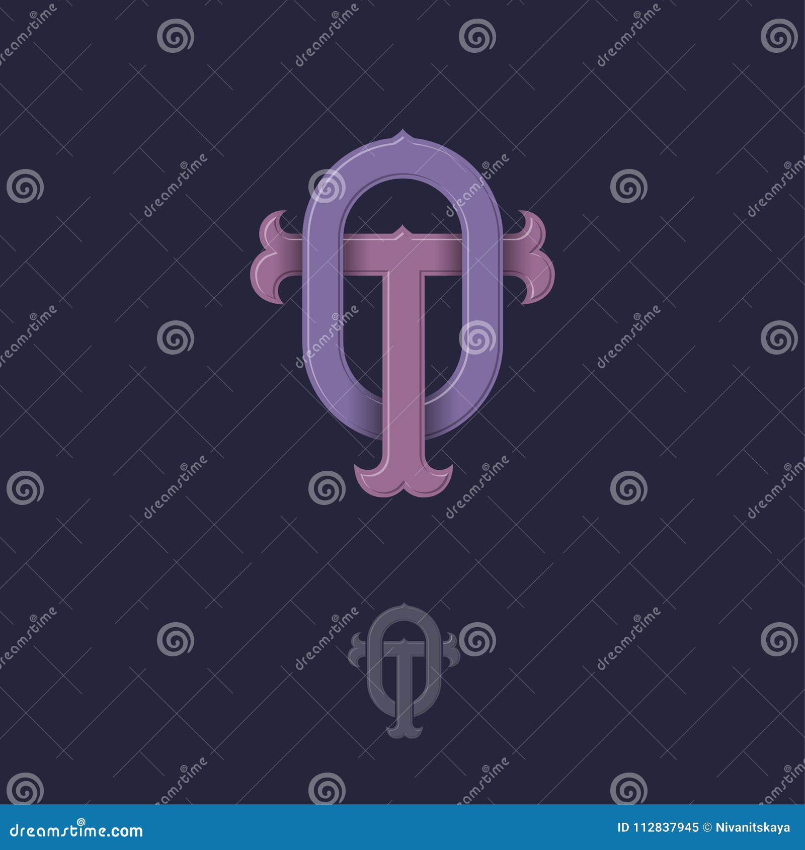 O and T Monogram. O and M Crossed Letters, Intertwined Letters Initials ...