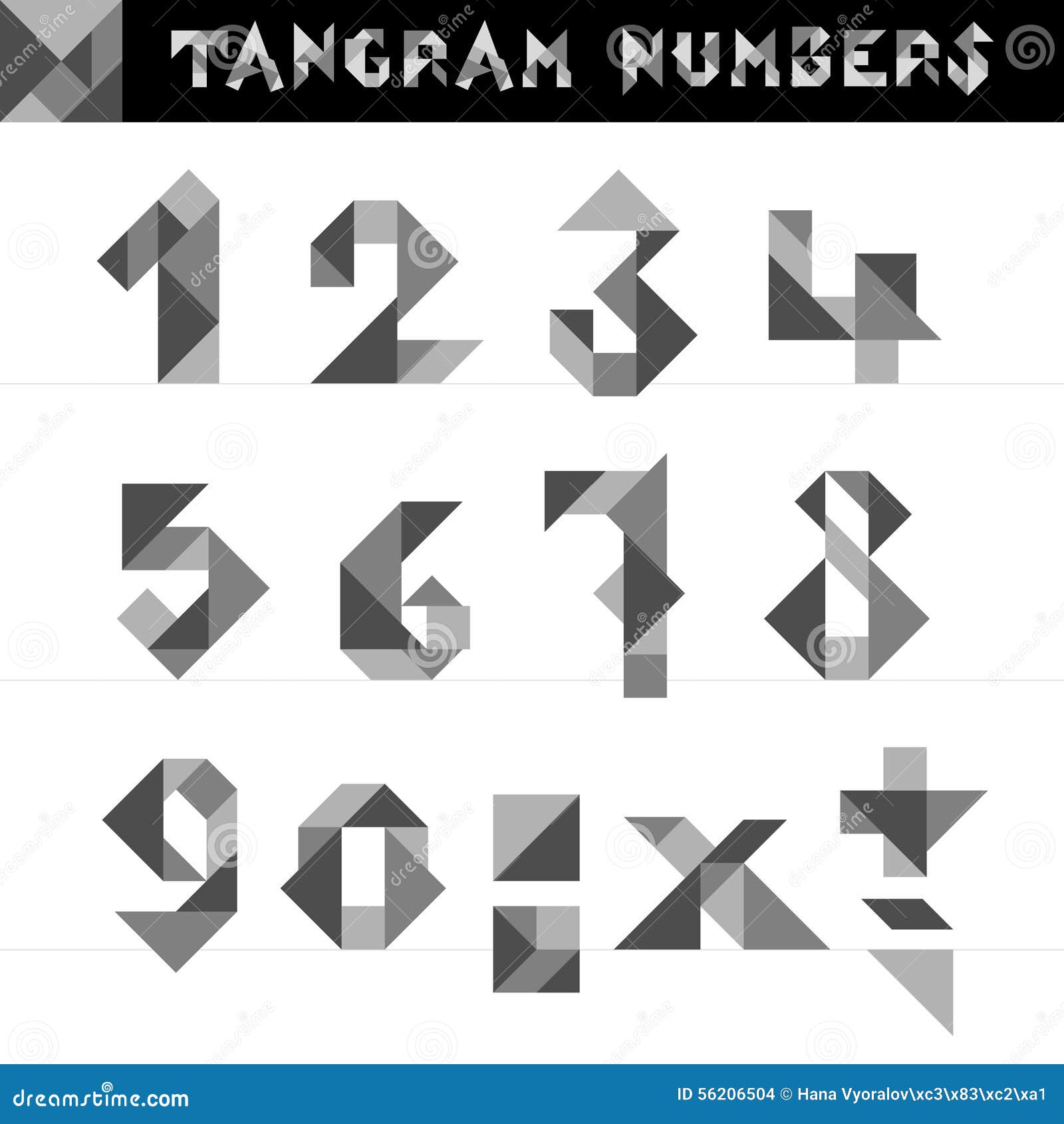 O Tangram numera o vetor ilustração do vetor. Ilustração de silhueta ...