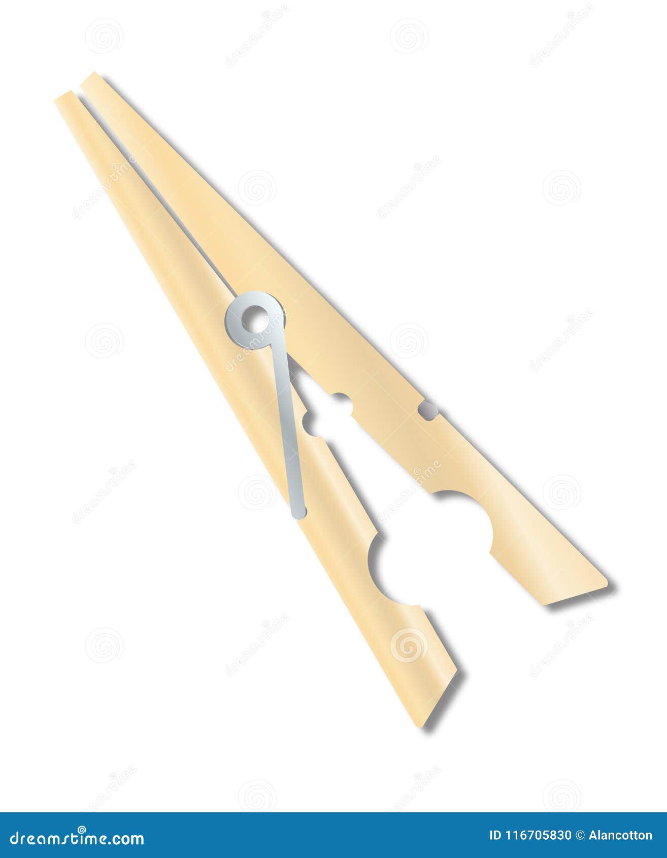 O Tipo De Madeira Tradicional Da Mola Veste Peg on White Ilustração do ...