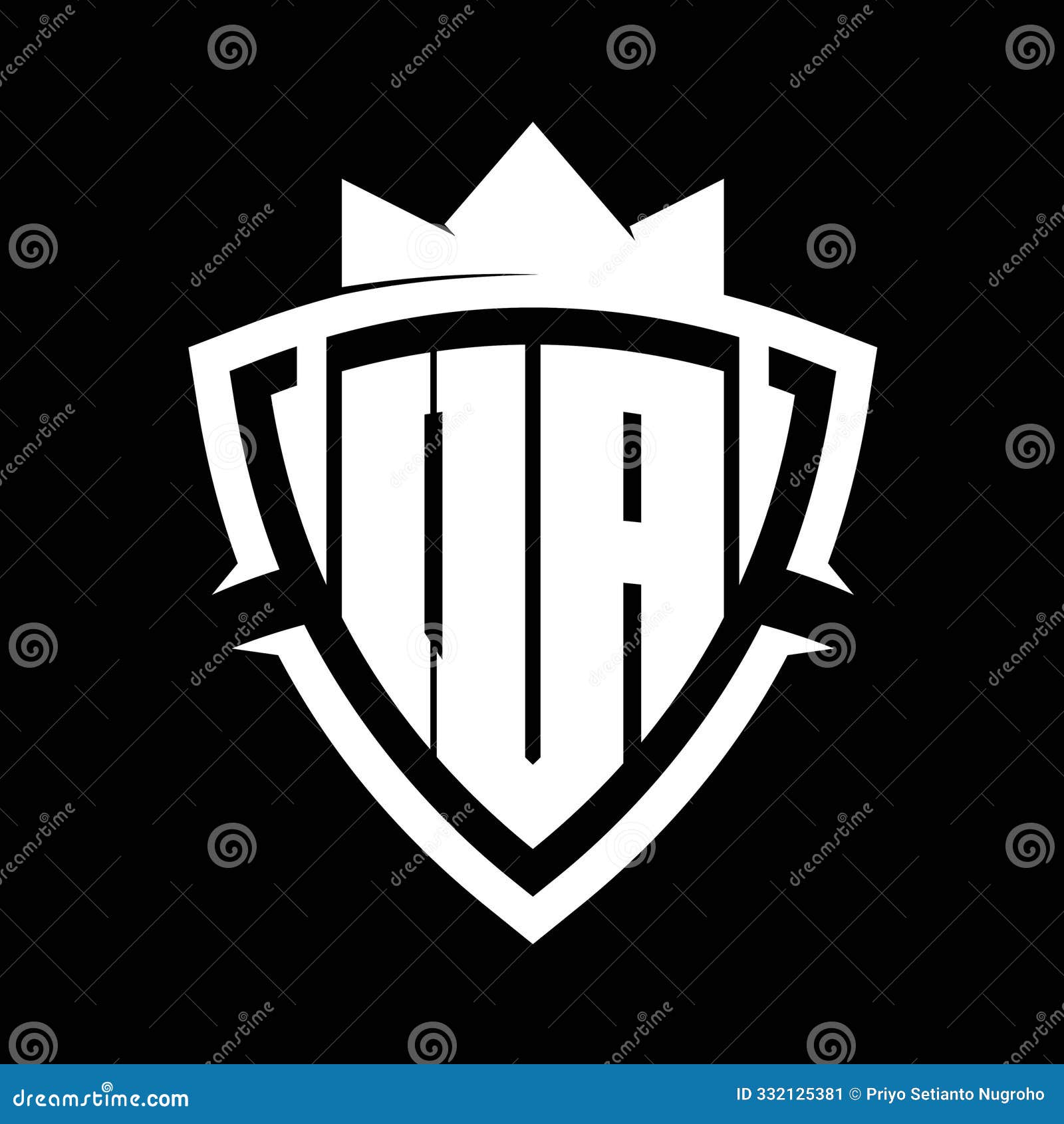 OA Letter Monogram with Triangle Curve Shield Shape with Crown White ...