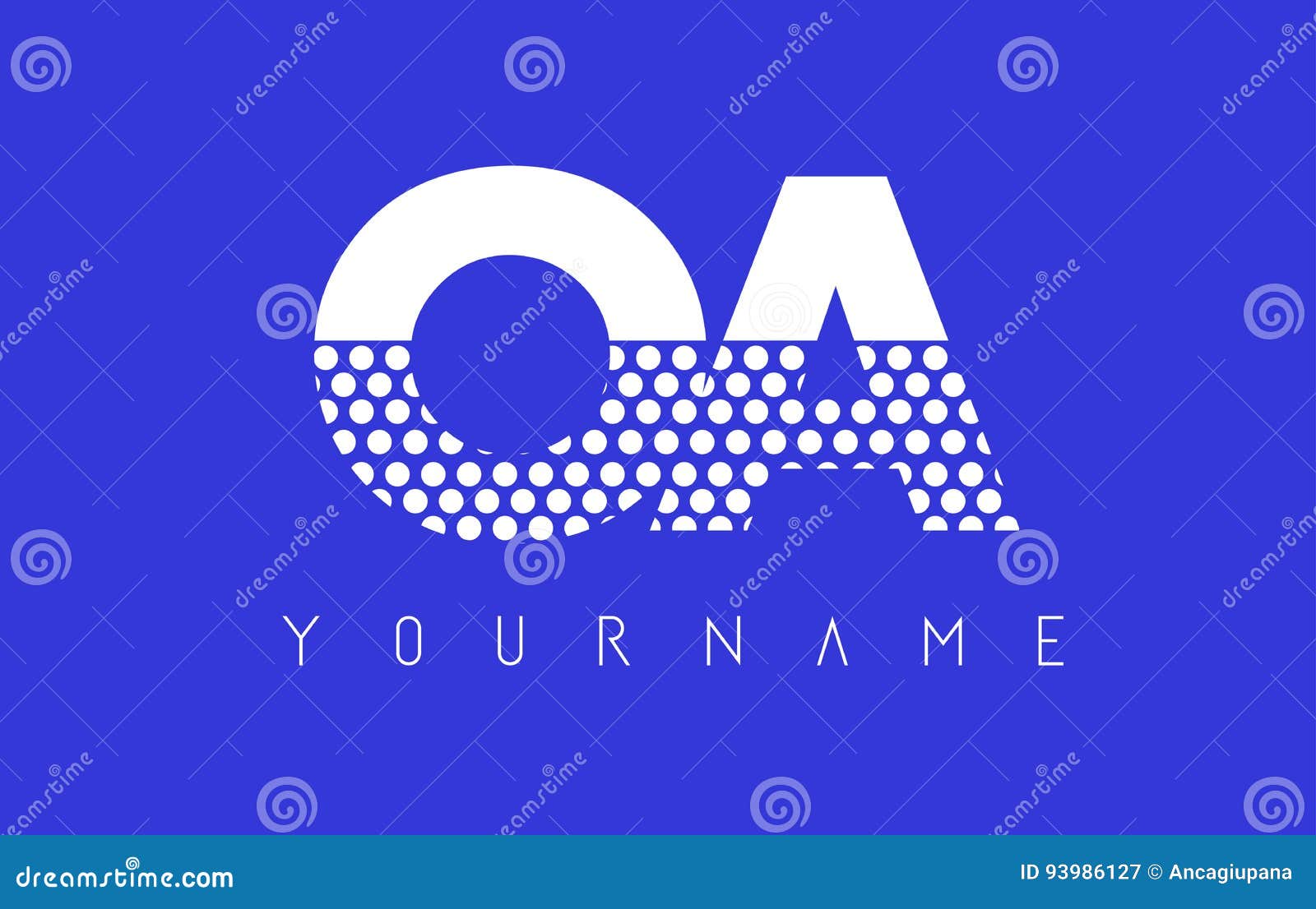 OA O a Dotted Letter Logo Design with Blue Background. Stock Vector ...