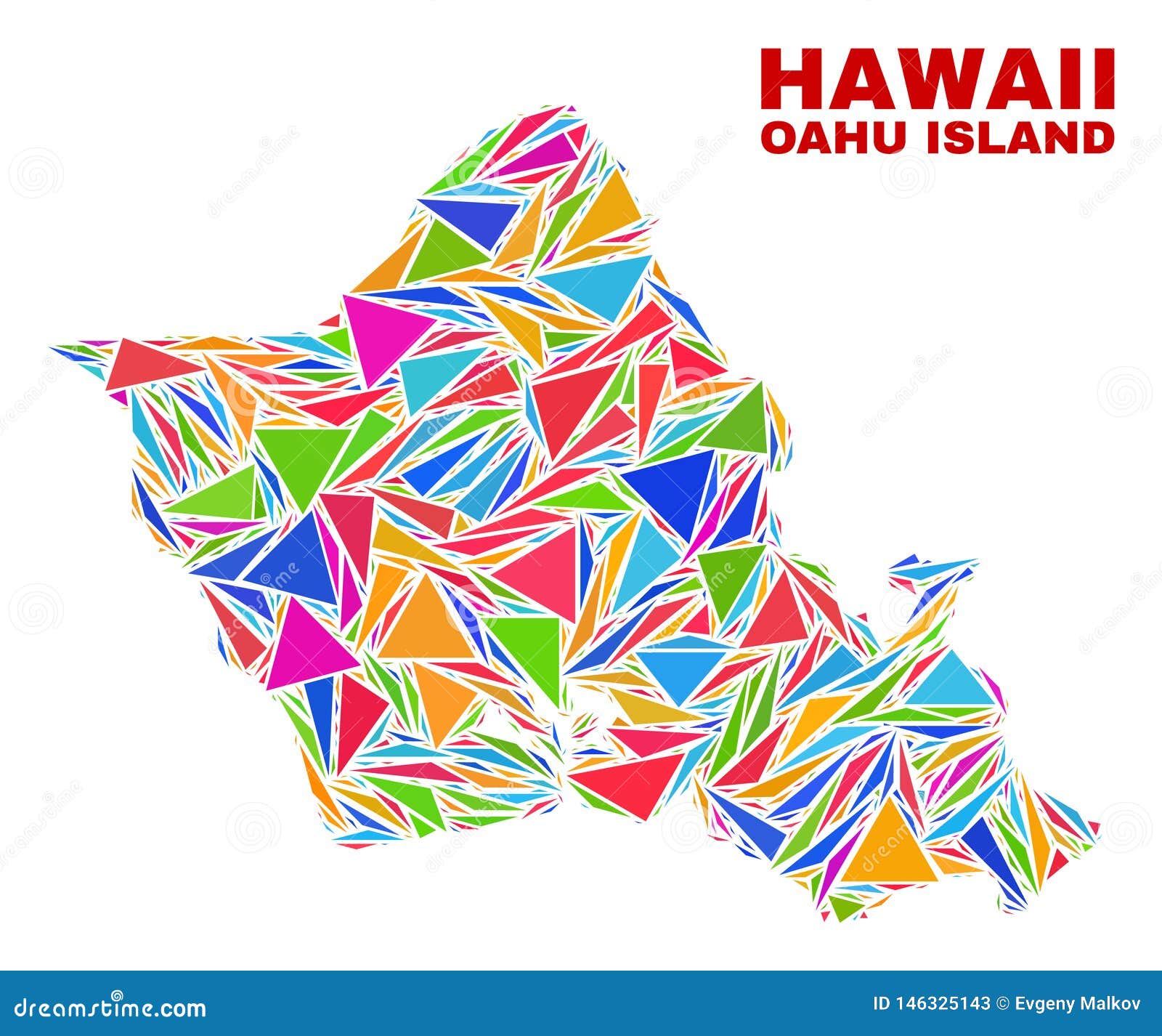 Oahu Island Map - Mosaic of Color Triangles Stock Vector - Illustration ...