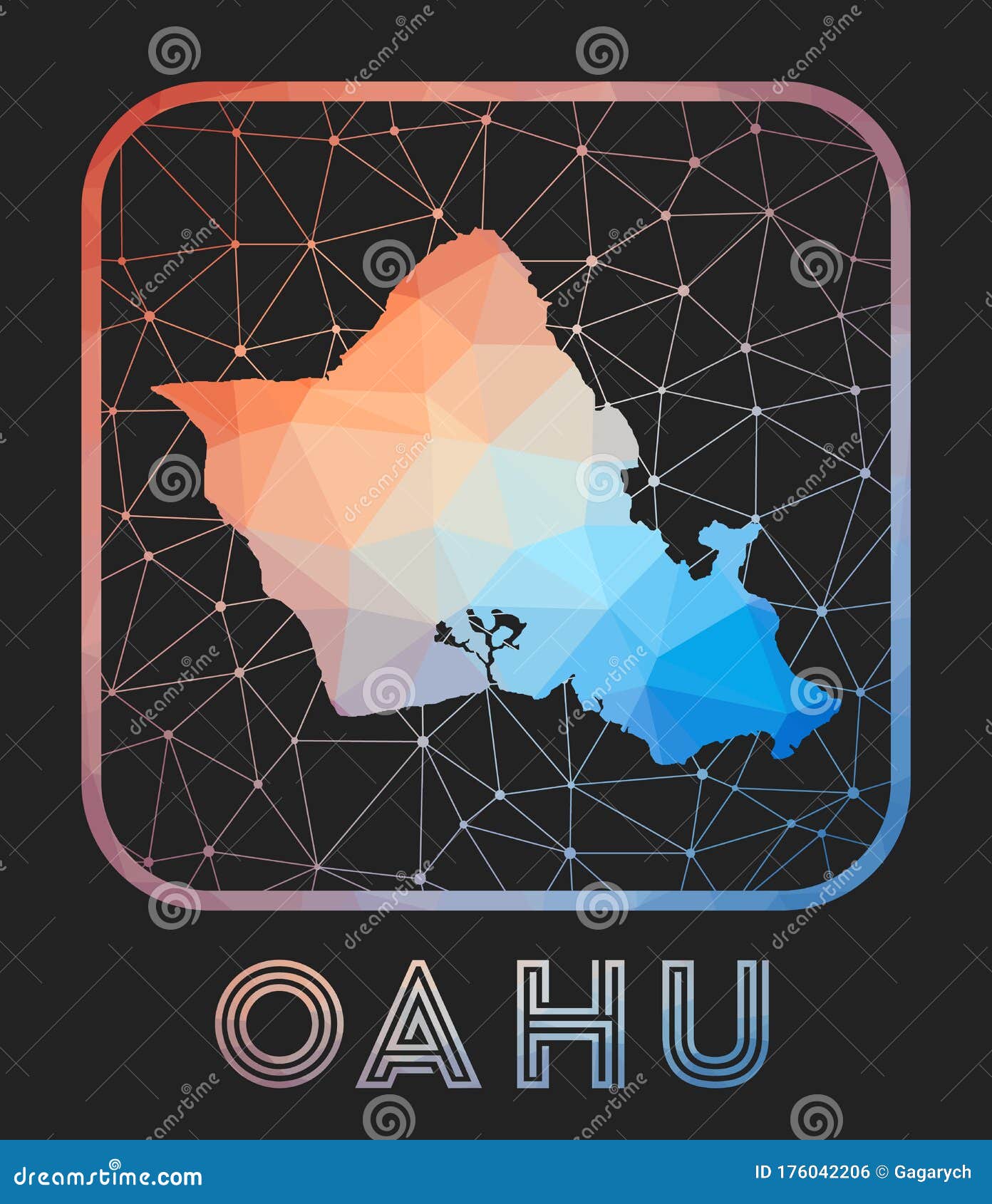 Oahu map design. stock vector. Illustration of information - 176042206