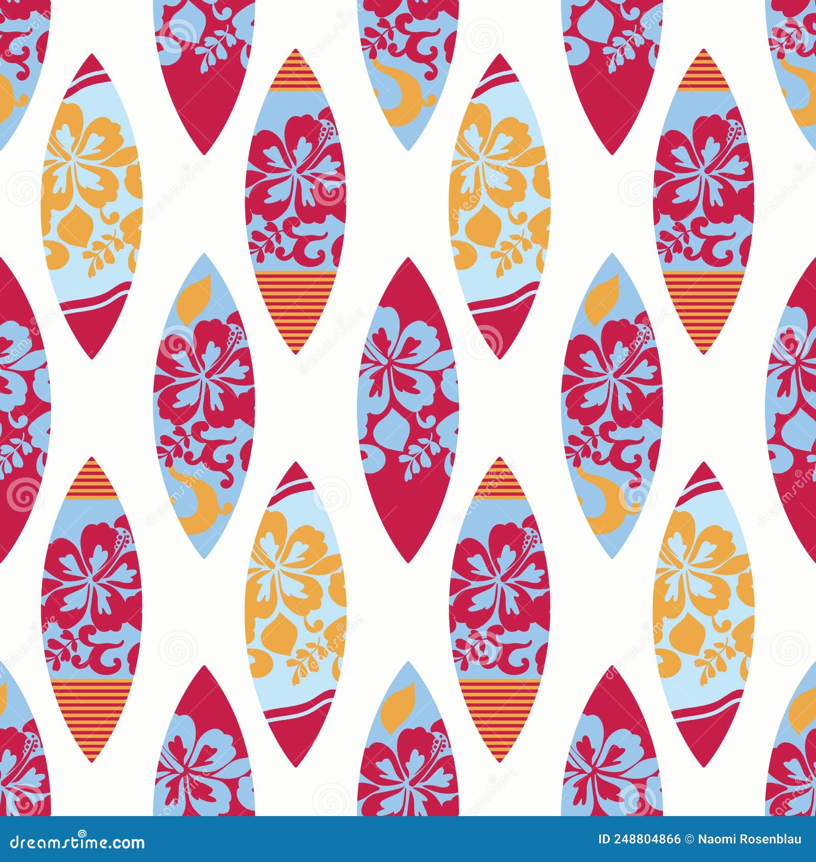 Oahu Surfing Boards Half Drop Layout Seamless Repeat Pattern Stock ...