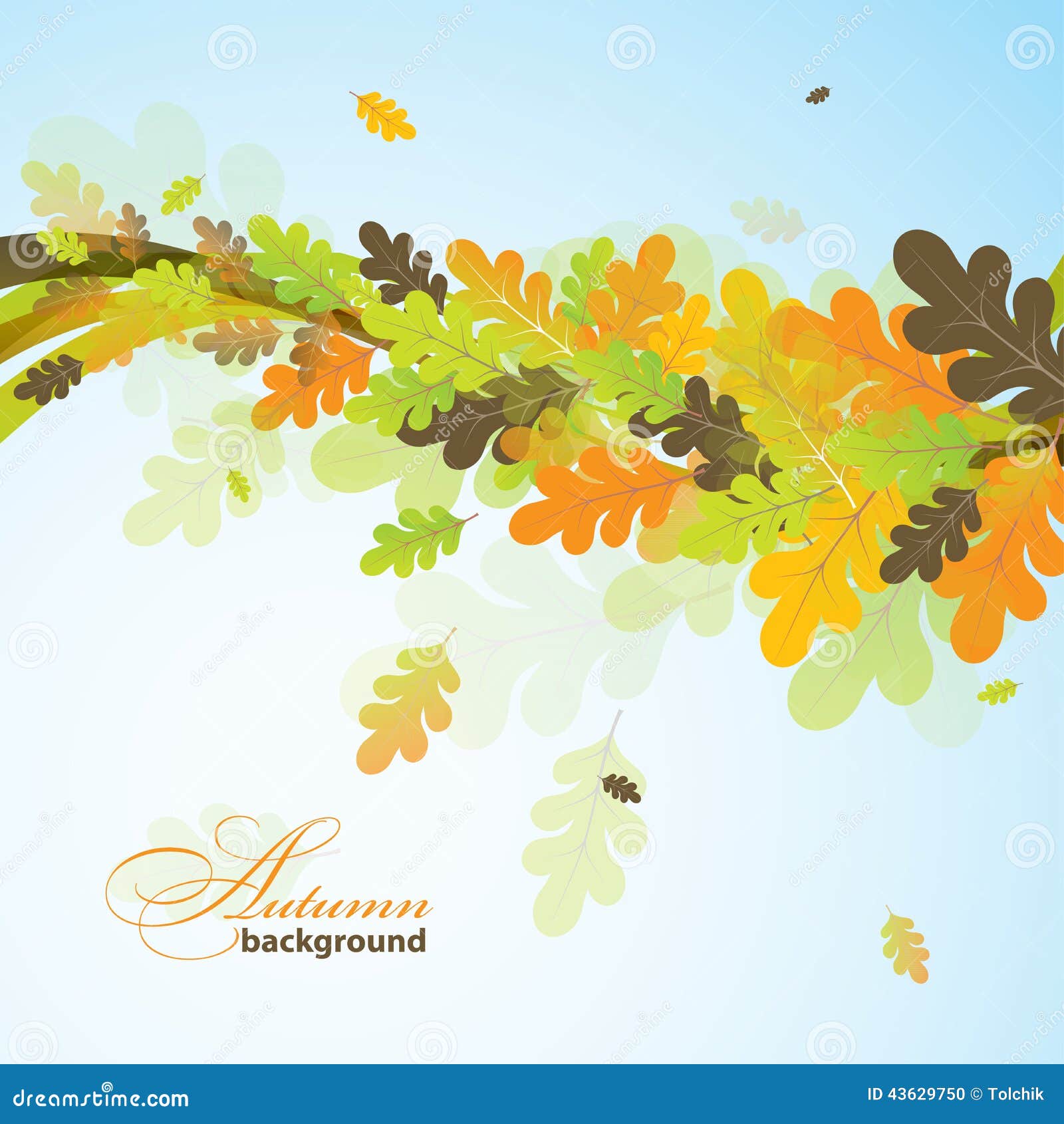 Oak Autumn Background, Vector Stock Vector - Illustration of tree ...