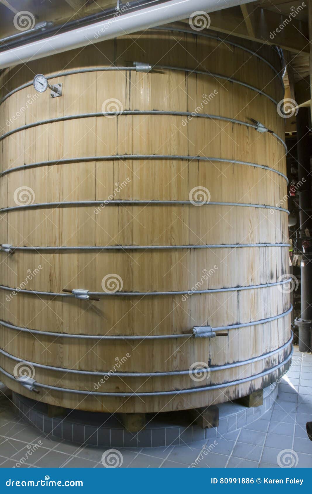 Oak Barrel Vat for Fermentation in Distillery Stock Photo - Image of ...