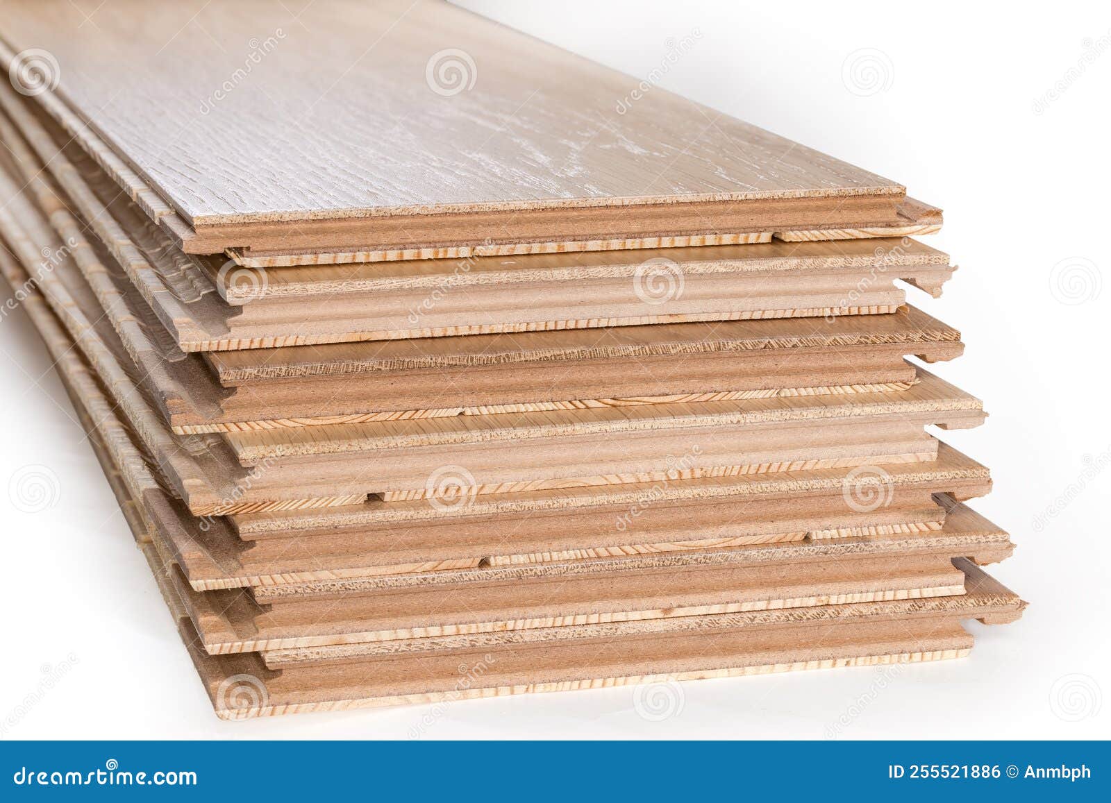 Oak Engineered Wood Flooring Boards Stack, Fragment of End Parts Stock ...