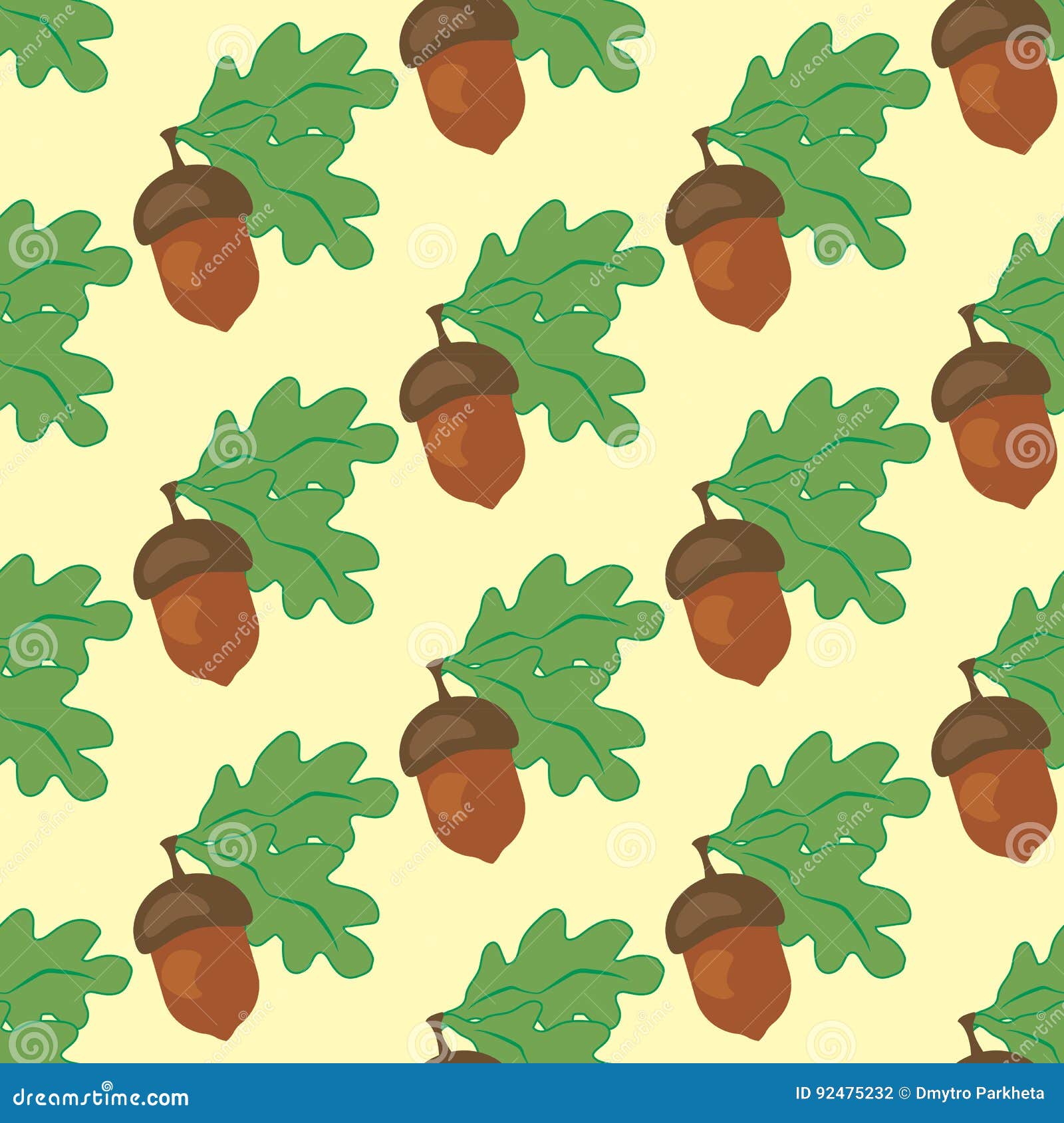 Oak Leaf and Acorn Seamless Pattern Stock Vector - Illustration of ...