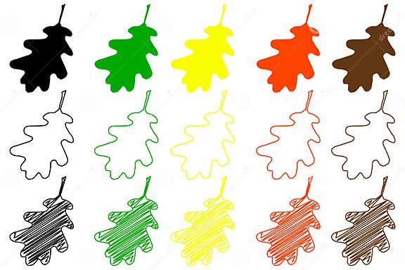 Oak leaf color set stock vector. Illustration of nature - 87889685