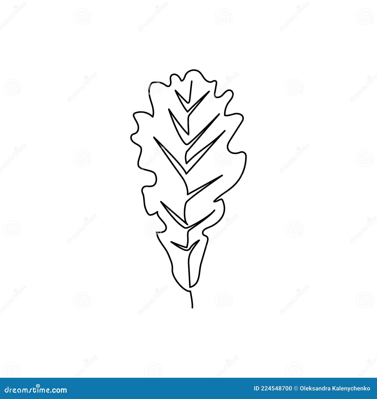 Oak Leaf Continuous Line Drawing. One Line Art of Tree Leaves, Herb ...