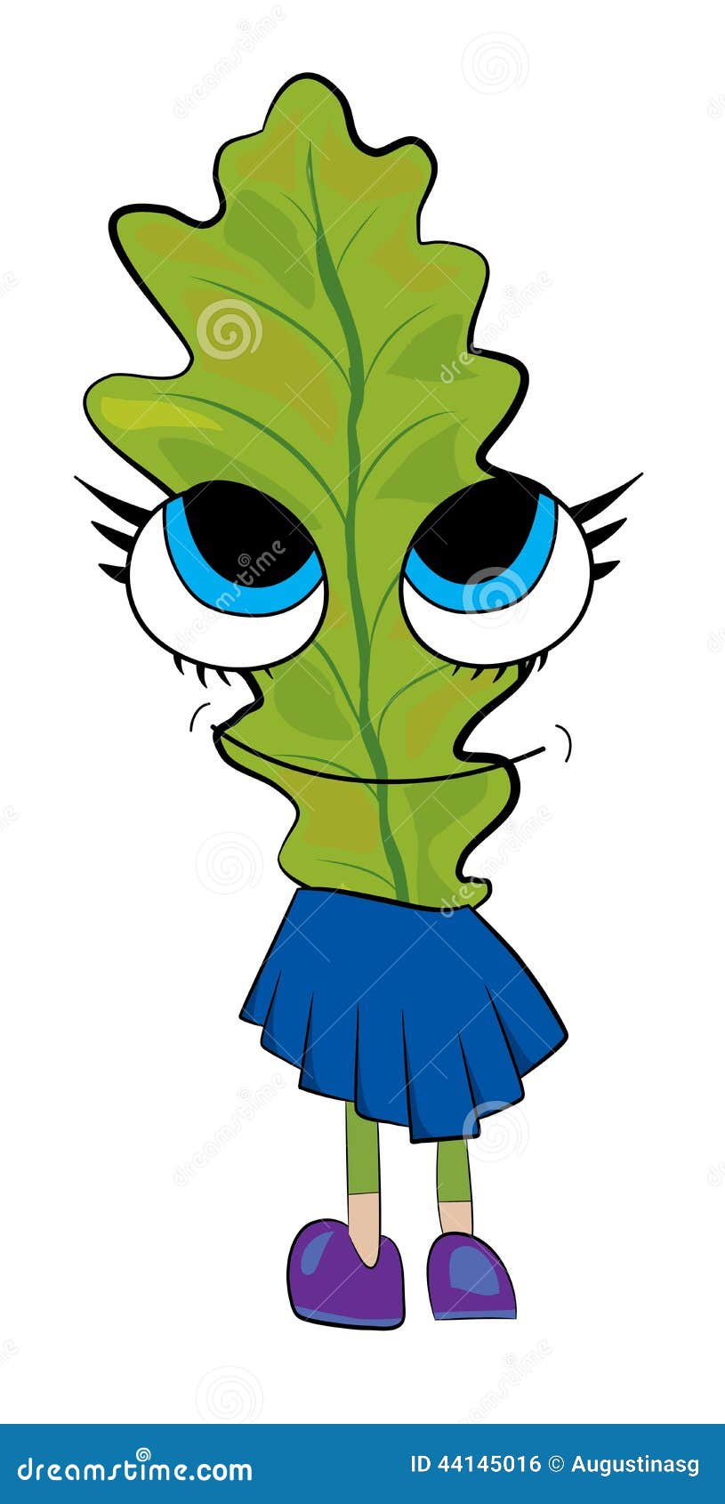 Oak leaf girl cartoon stock illustration. Illustration of nature - 44145016