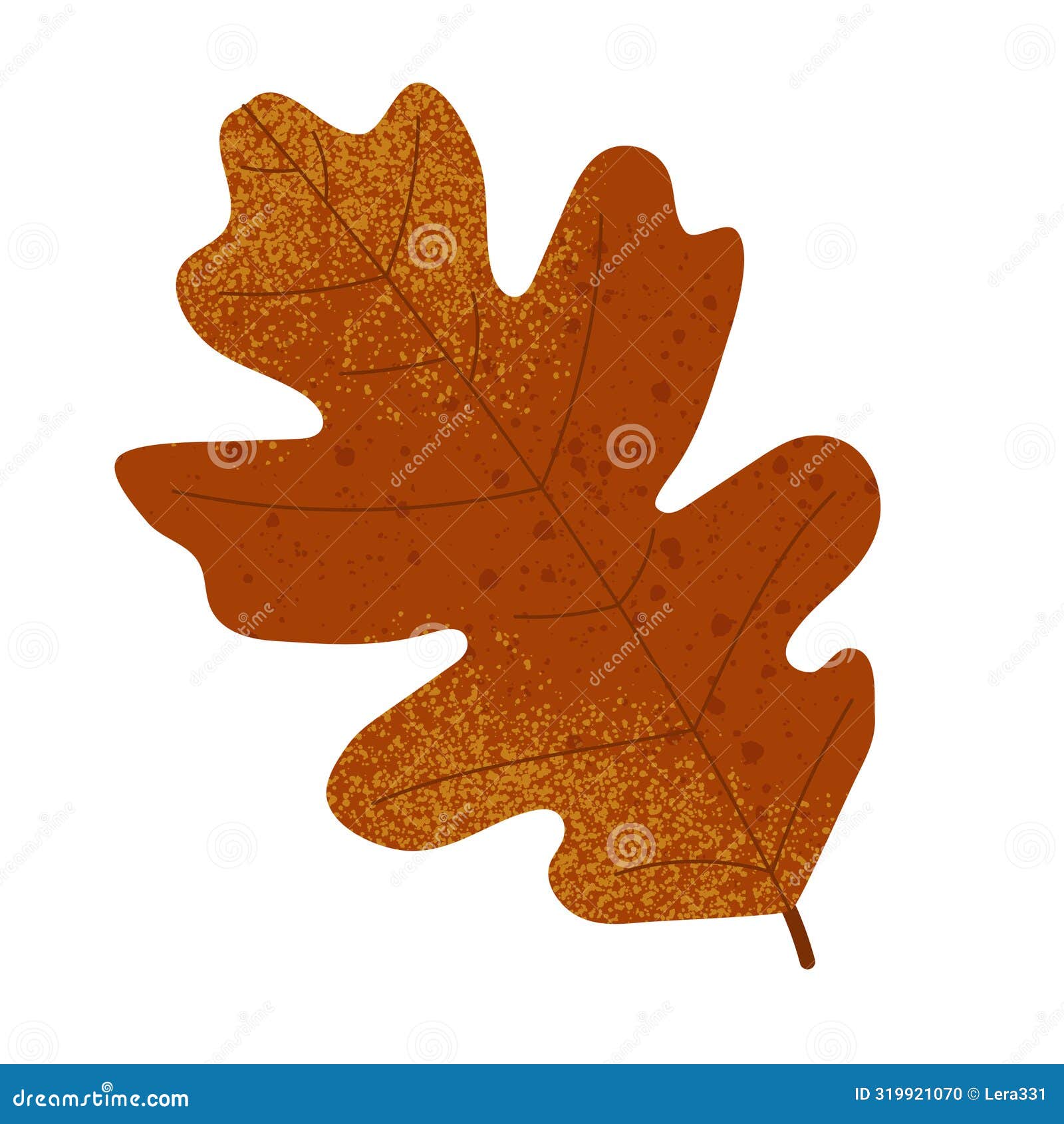 Autumn Oak Leaf with Grain Texture. Flat Illustration Stock Vector ...