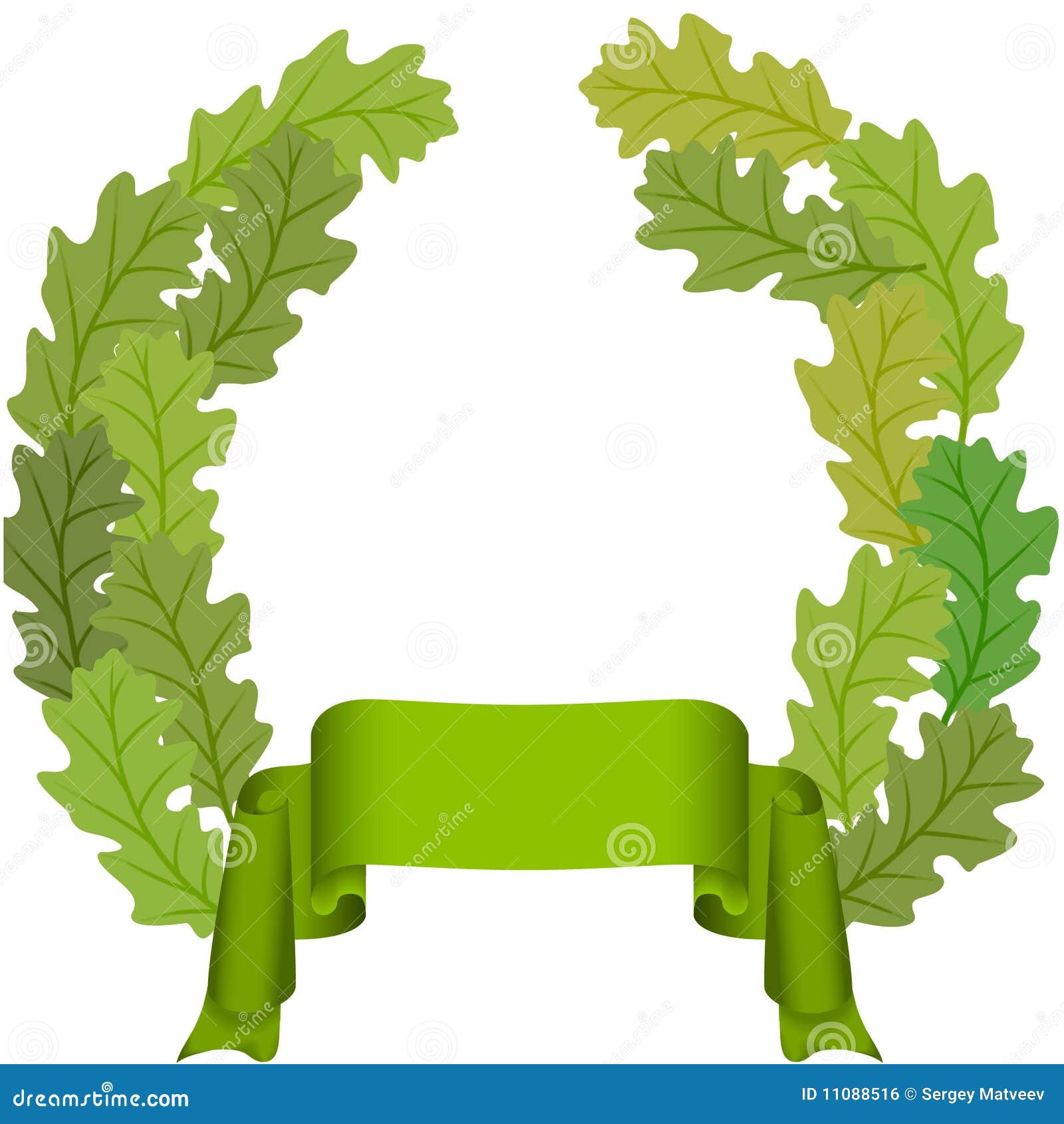 Oak leaf and green ribbon stock vector. Illustration of foliage - 11088516