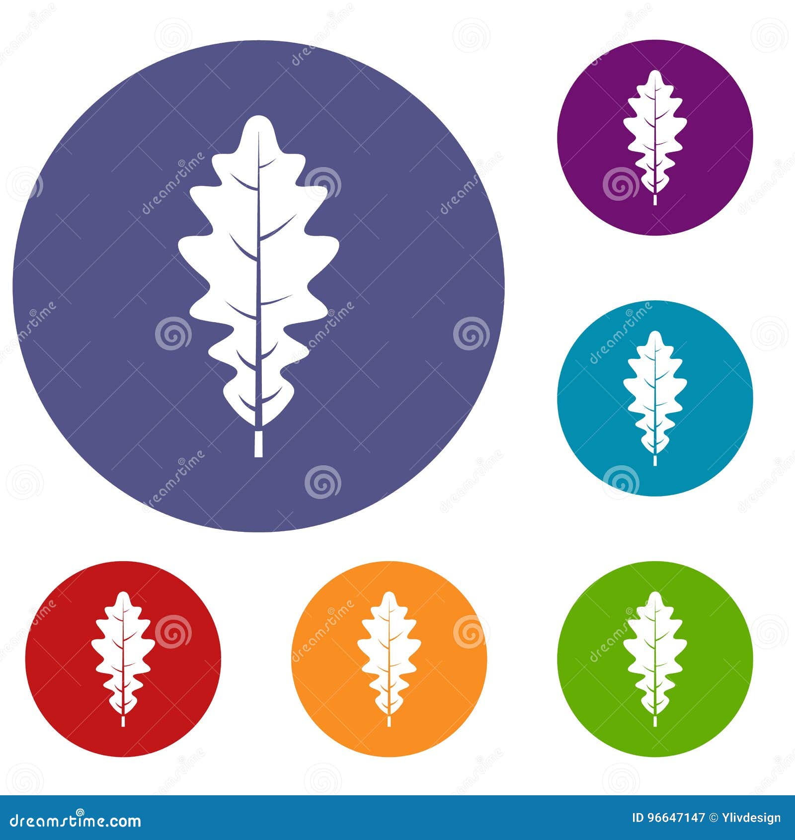 Oak leaf icons set stock vector. Illustration of line - 96647147