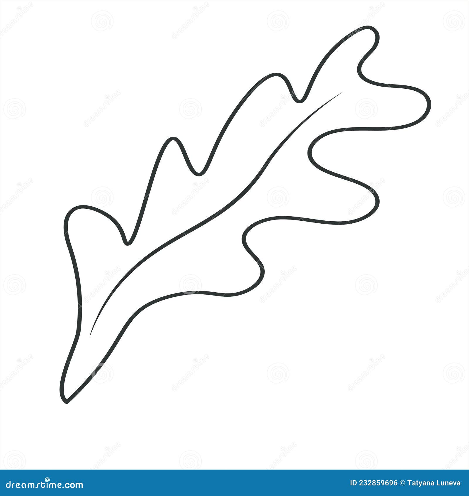 Oak Leaf Line Art. Minimal One Line Drawing of Oak Leaf in Sketch Style ...