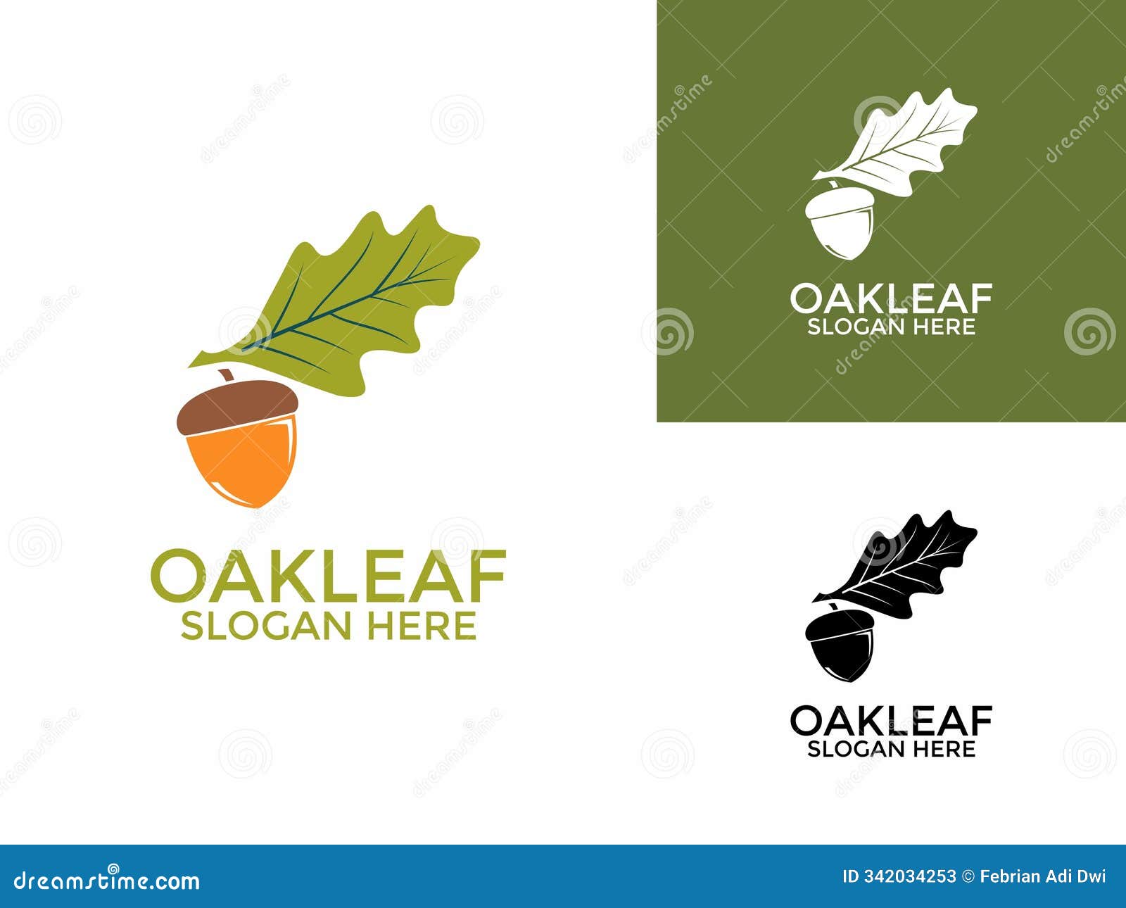 Oak Leaf Logo Design Illustration Vector Template, Green Oak Leaves Logo Design Icon Stock ...