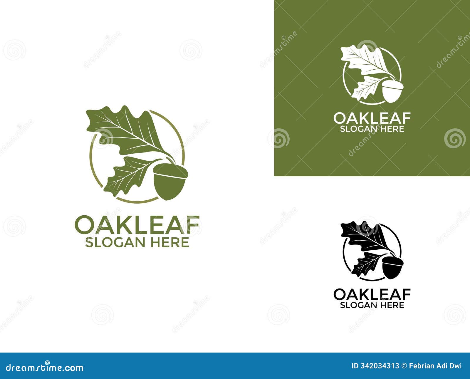 Oak Leaf Logo Design Illustration Vector Template, Green Oak Leaves Logo Design Icon Stock ...