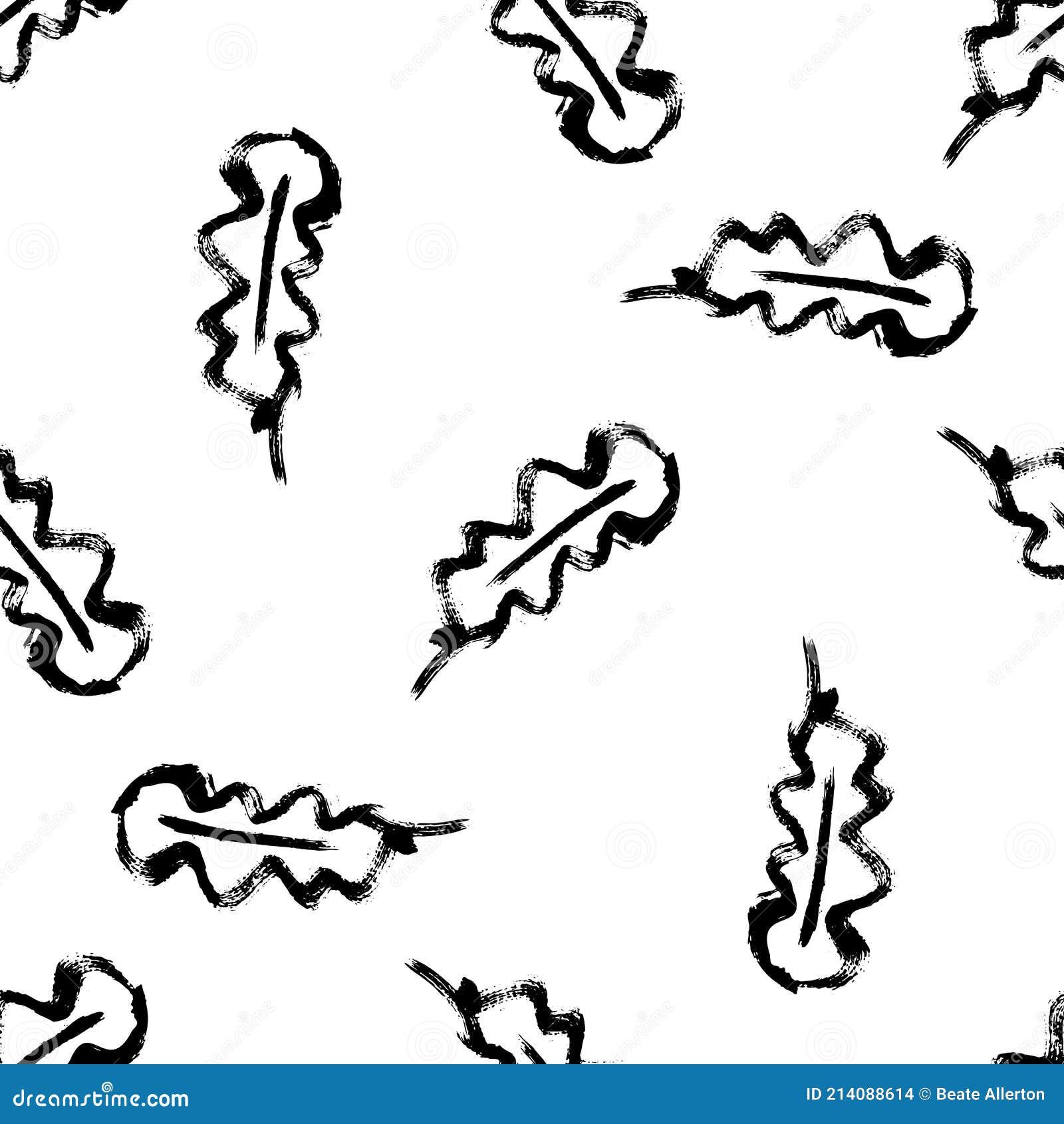 Oak Leaf Monochrome Seamless Vector Pattern Background. Simple ...