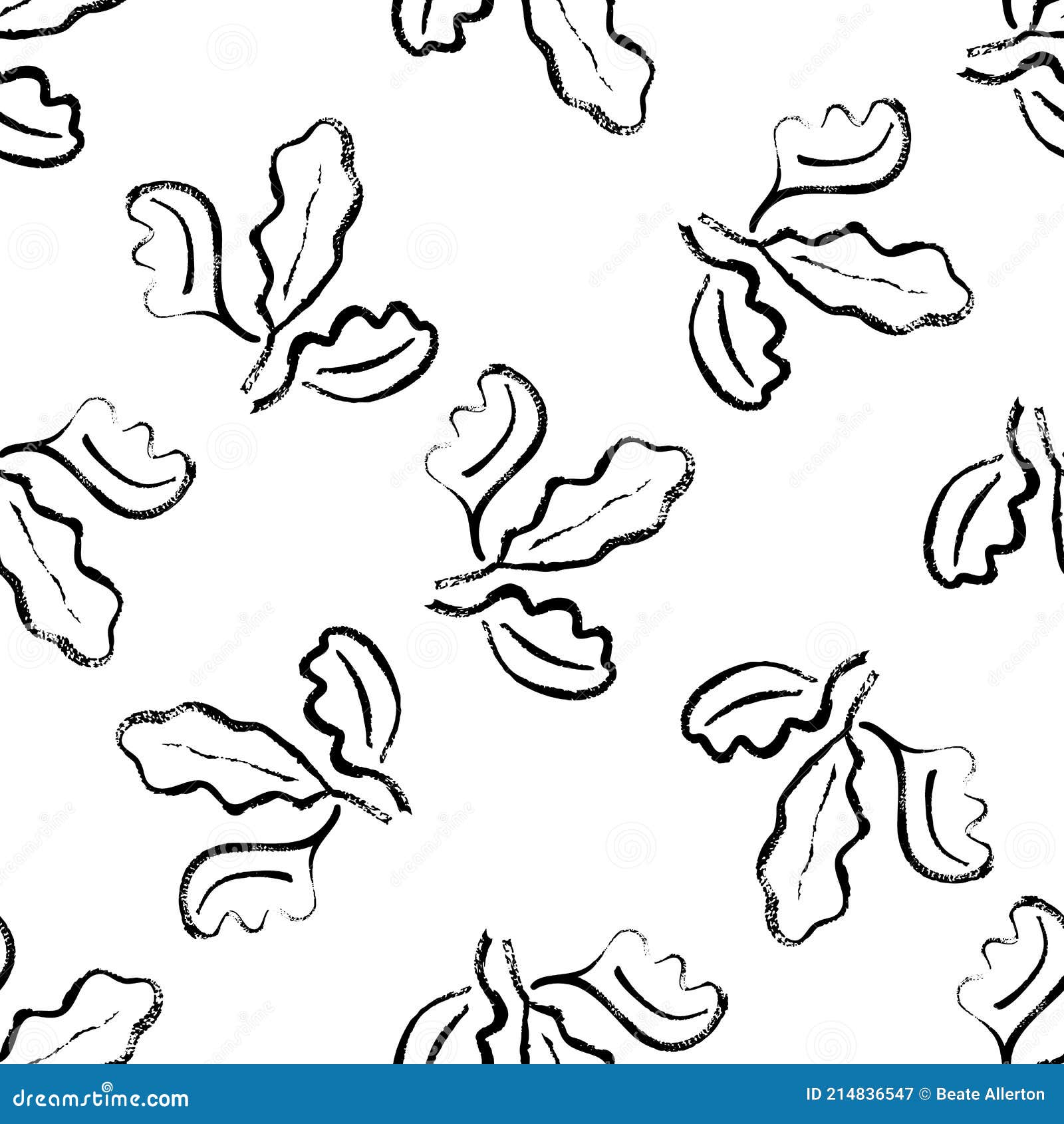 Oak Leaf Monochrome Seamless Vector Pattern Background. Simple ...