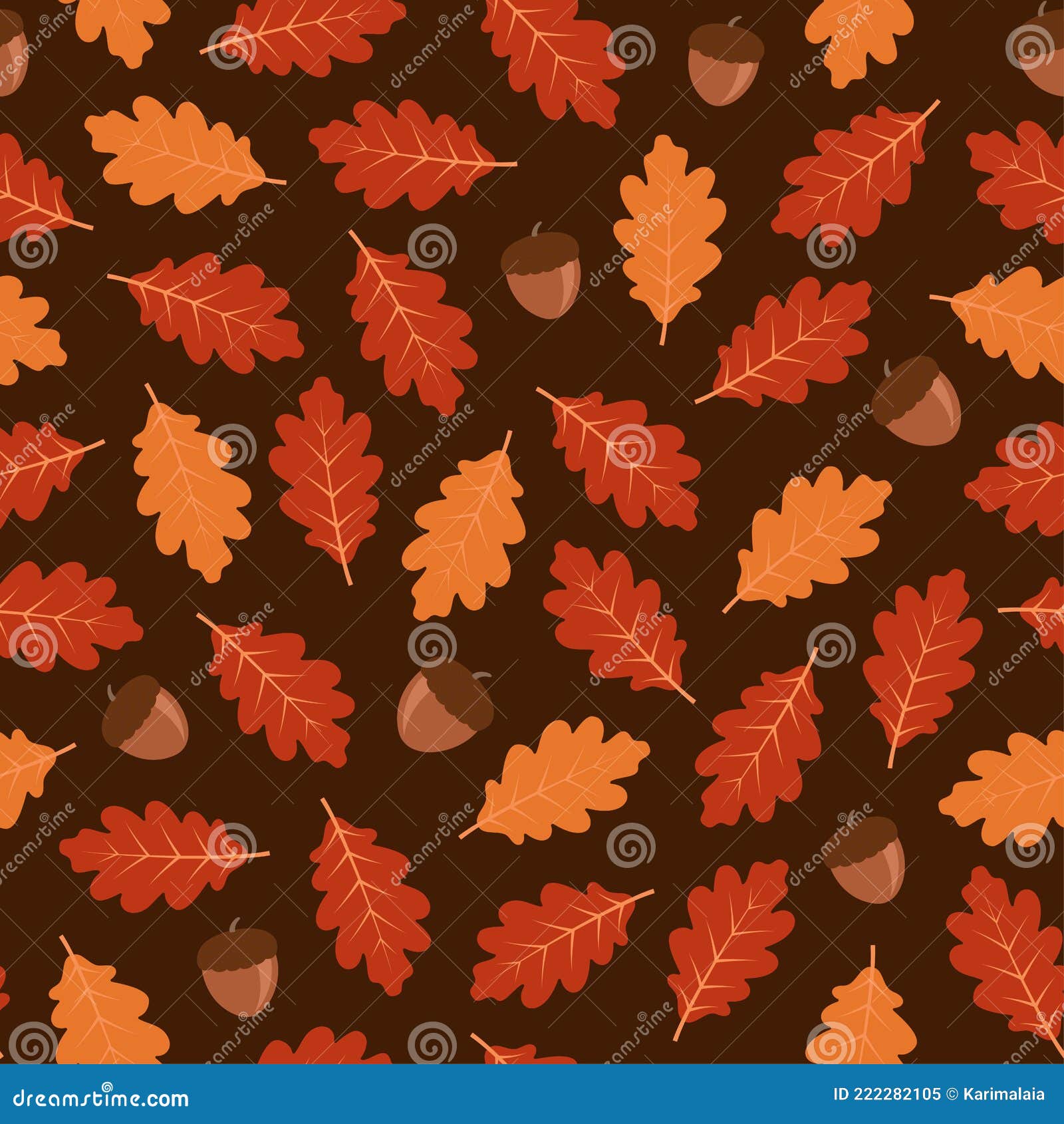 Autumn Seamless Pattern with Oak Leaves Stock Vector - Illustration of ...
