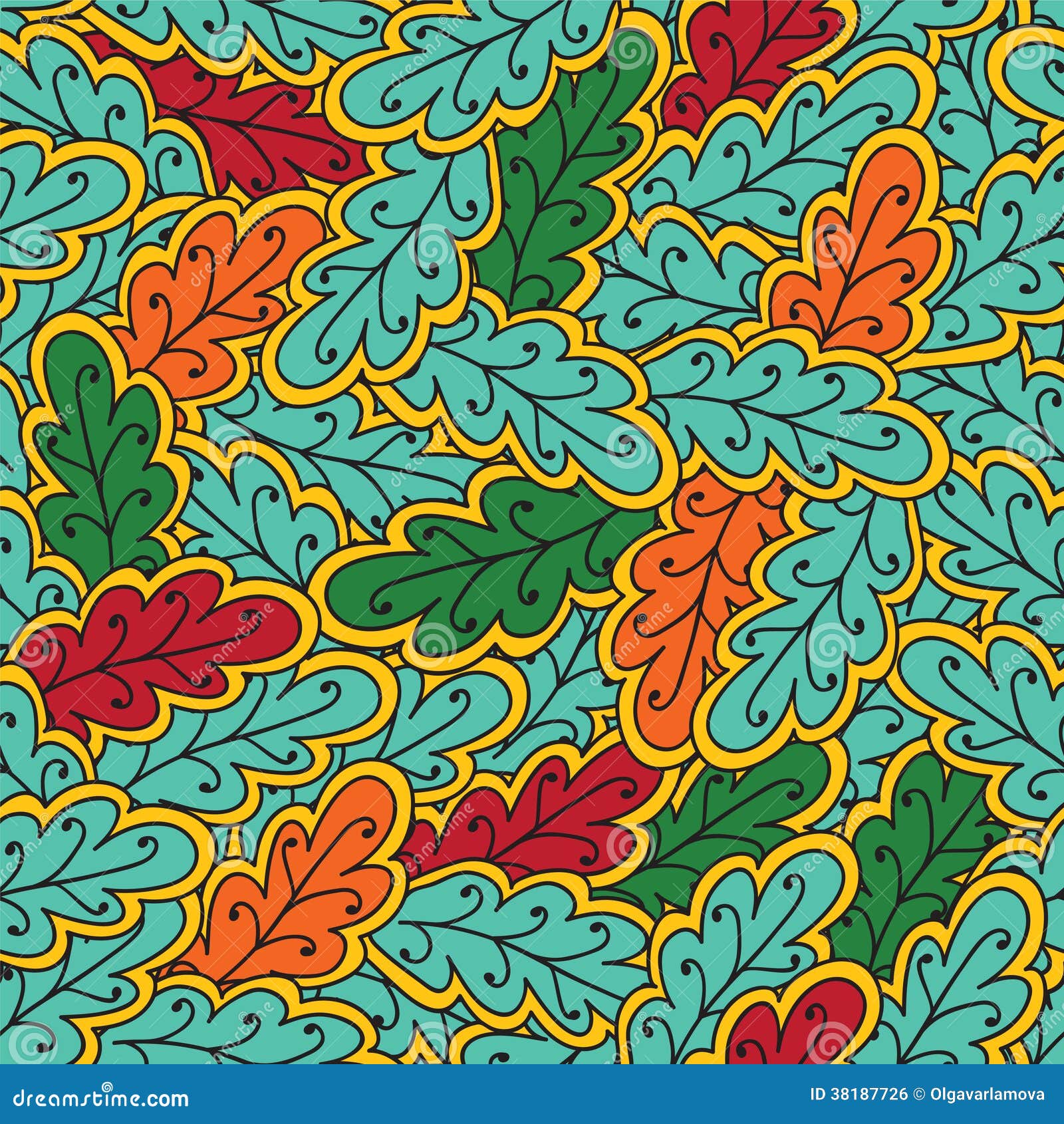 Oak Leaves Vector Seamless Pattern Stock Vector - Illustration of ...