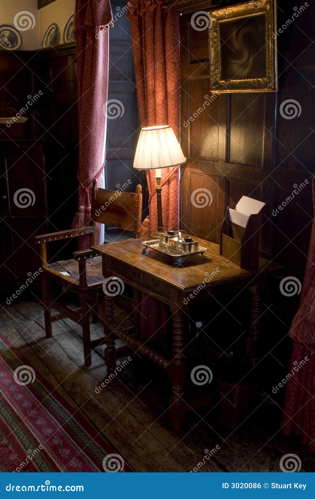 Oak panelled study stock photo. Image of century, period - 3020086