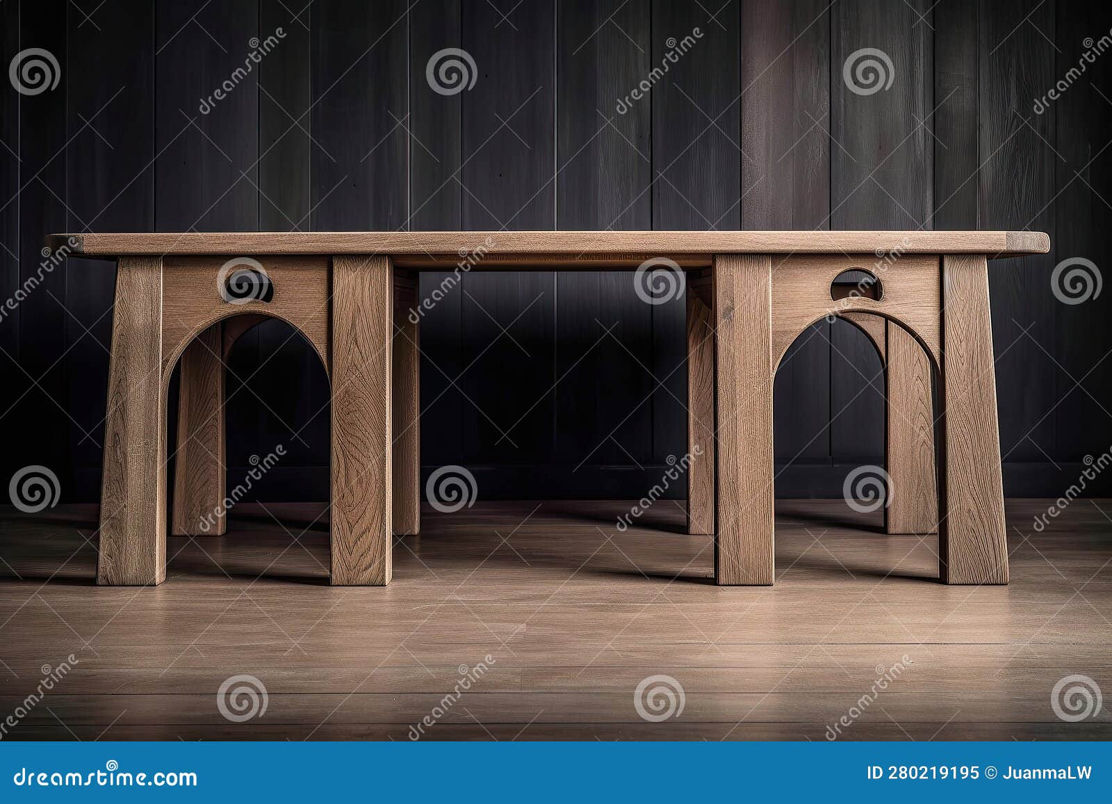 Oak Table with Four Legs, in a Minimalistic Composition. Minimalist ...