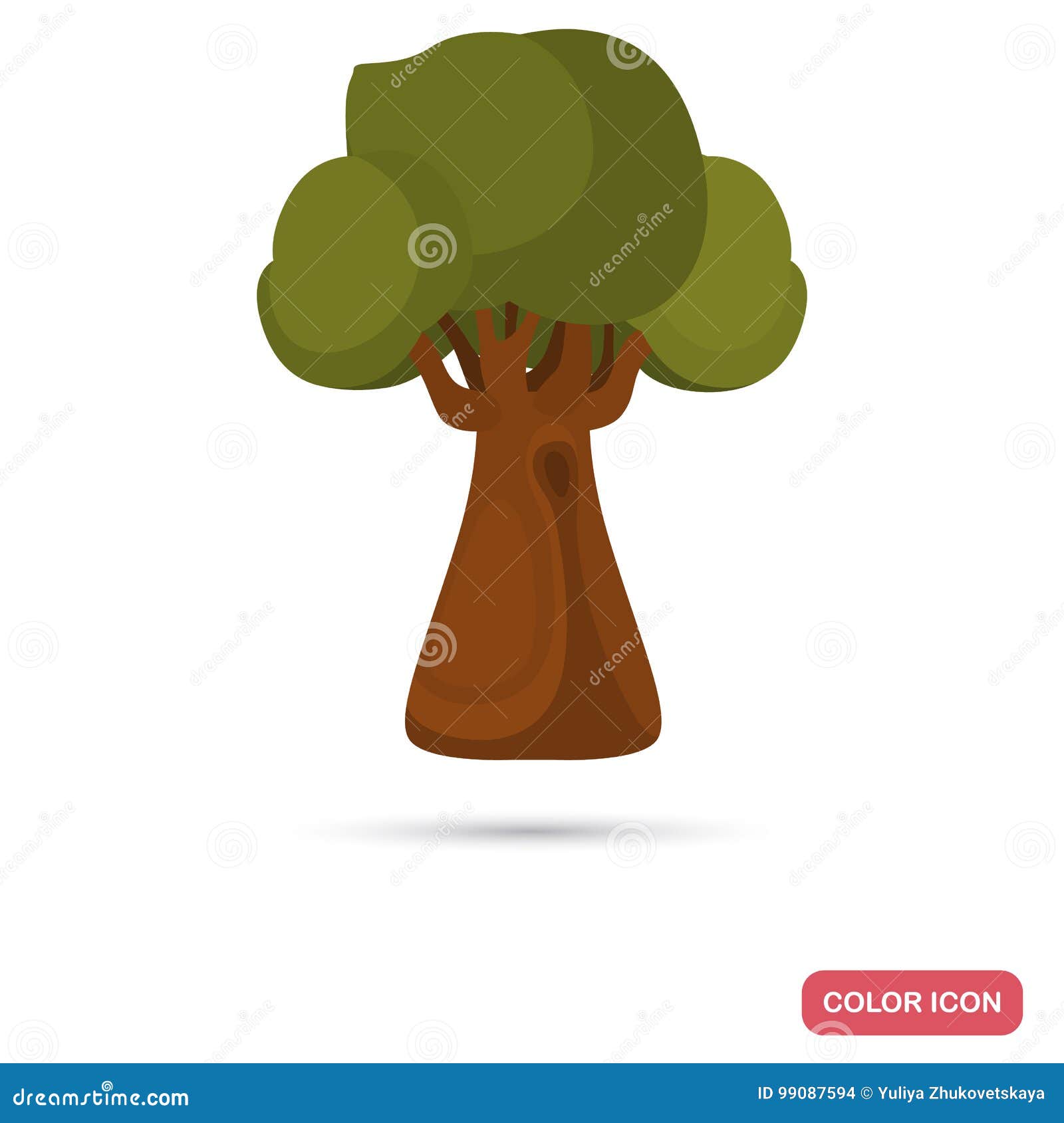 Oak Tree Color Flat Icon for Web and Mobile Design Stock Vector ...