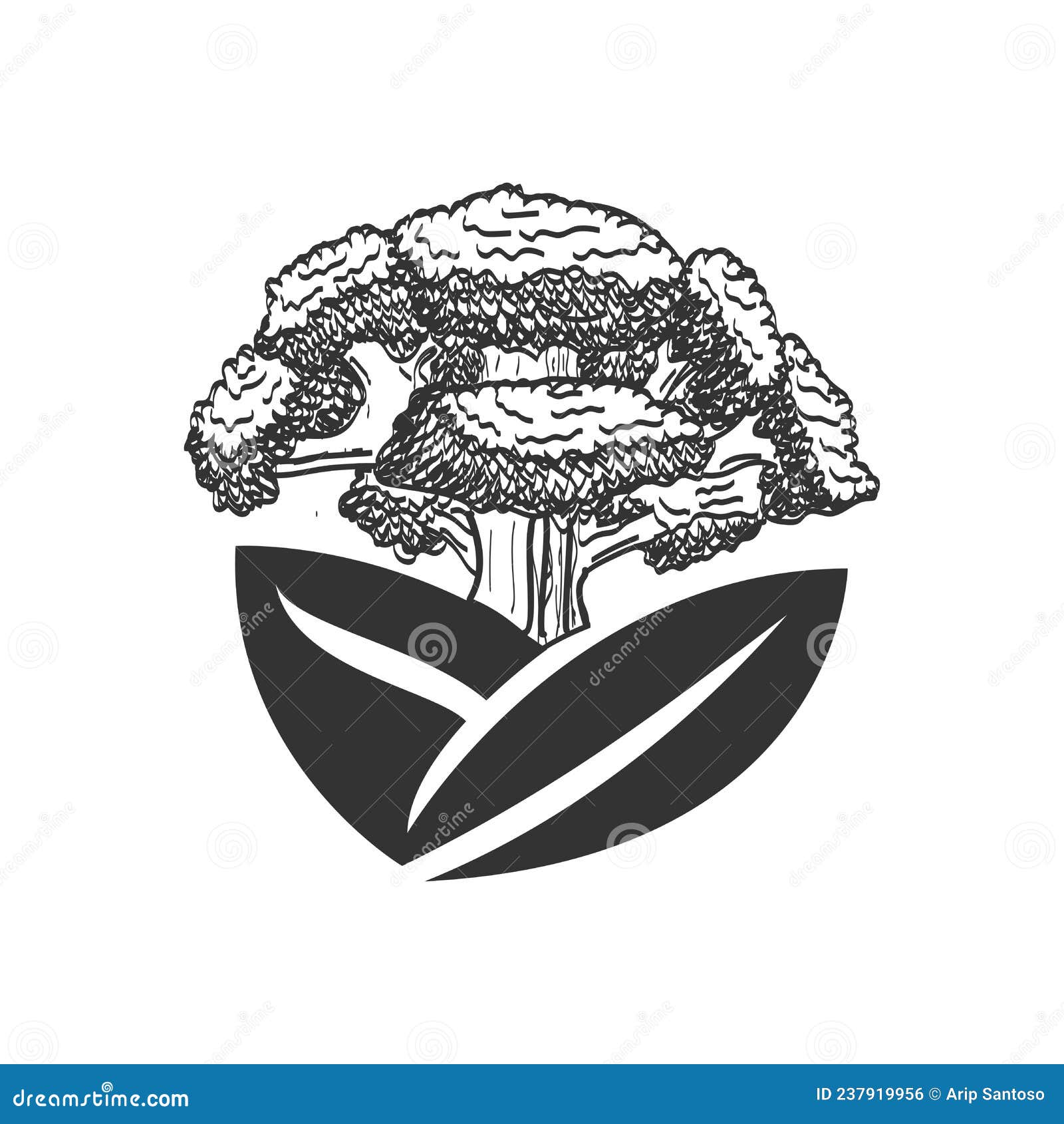 Oak Tree Farm Icon Illustration Brand Identity Stock Vector ...