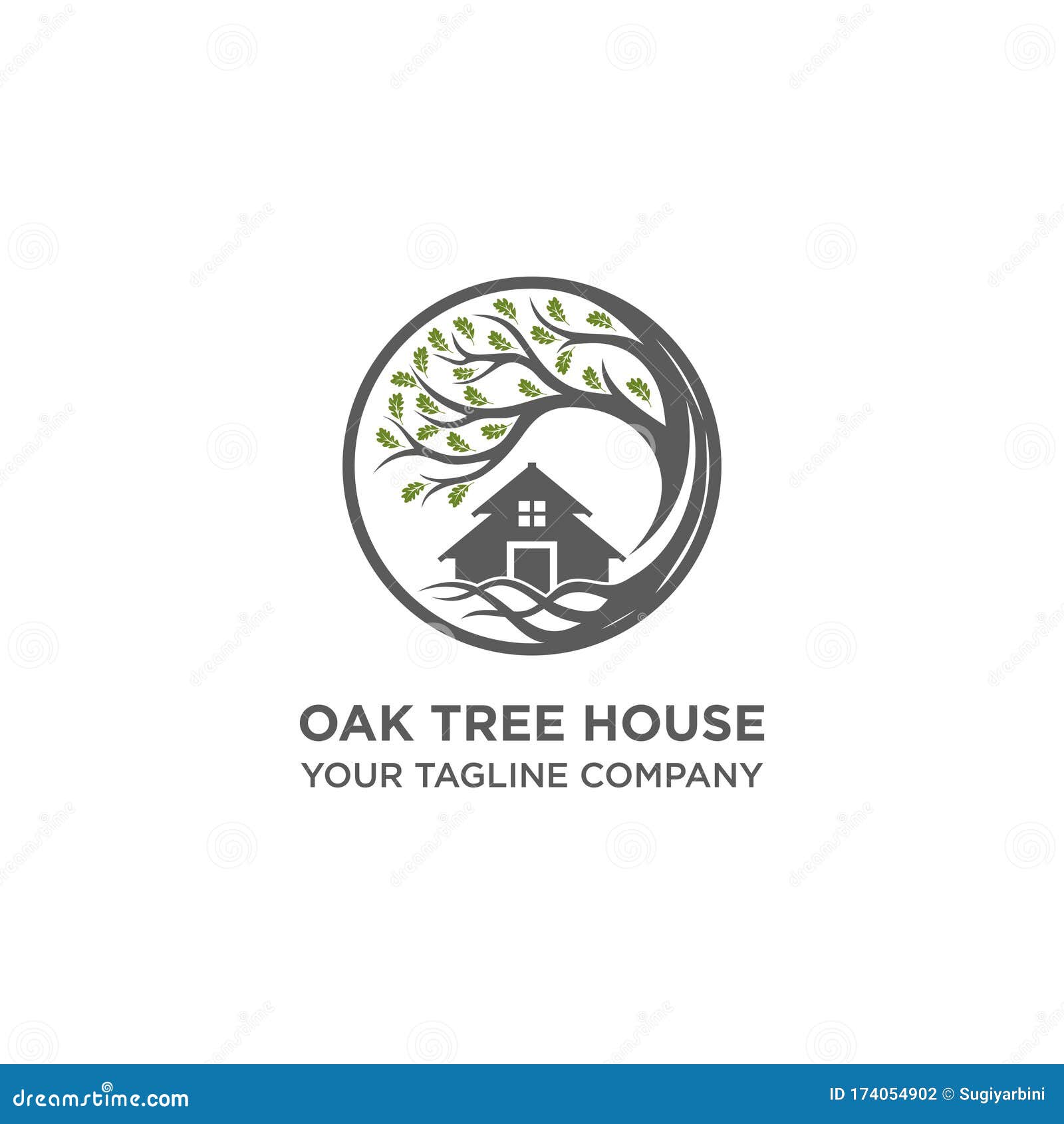 Oak tree house logo vector stock vector. Illustration of design - 174054902