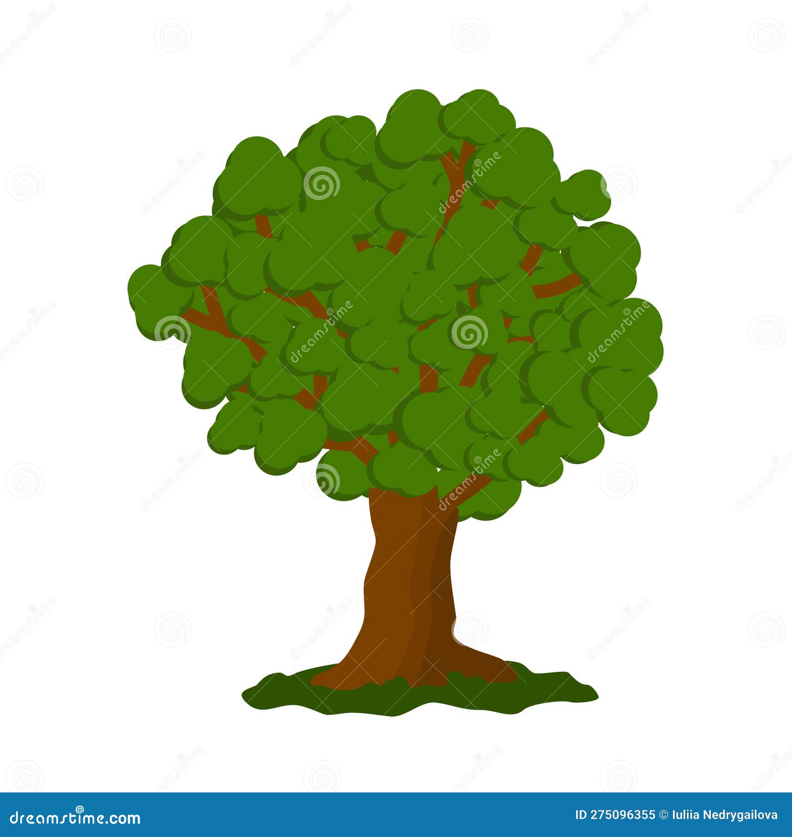 Oak Tree Icon Closeup, Flat Style Vector Stock Vector - Illustration of ...