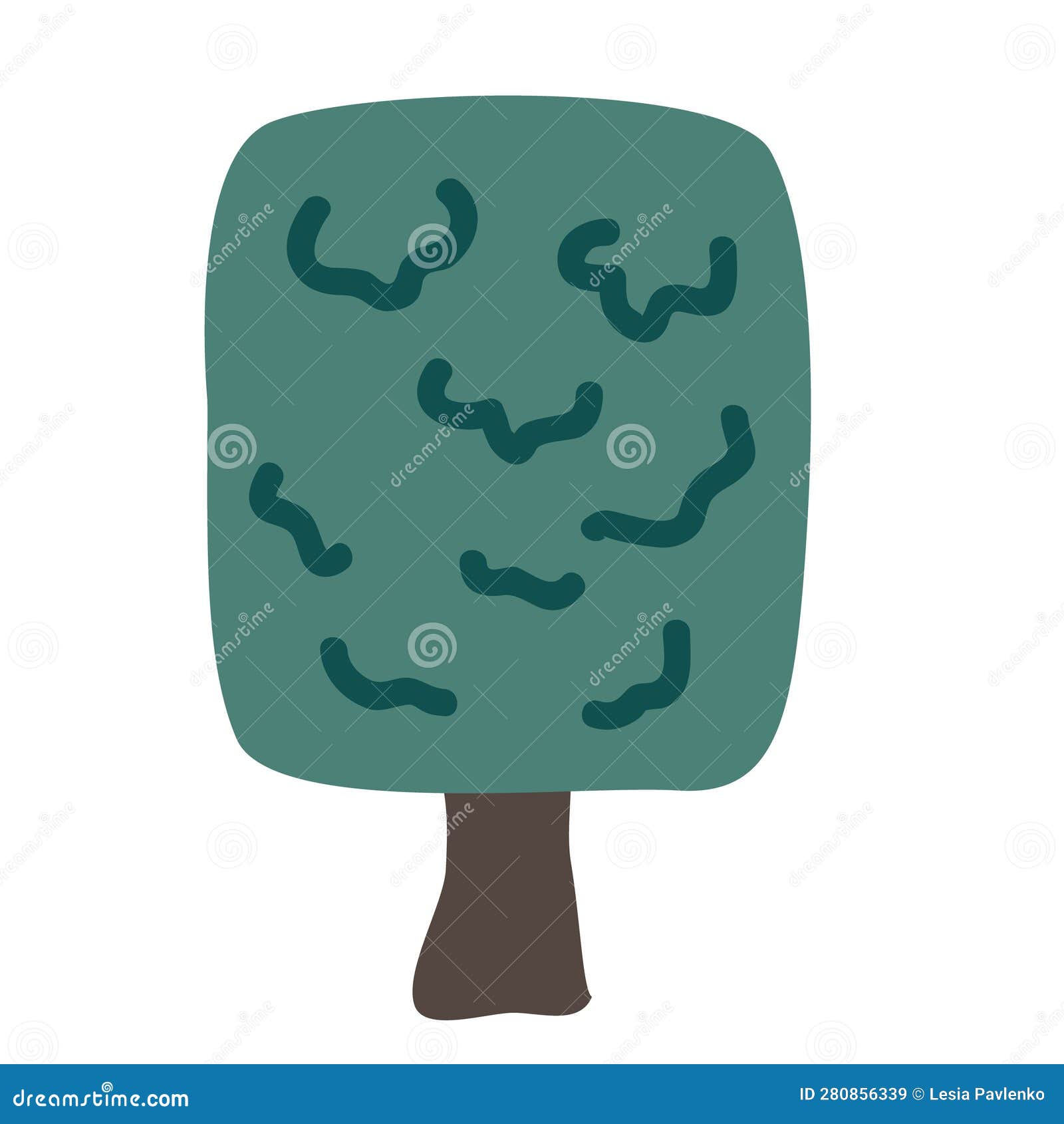 Oak Tree Icon in Doodle Cartoon Style Isolated on White. Forest Hand ...