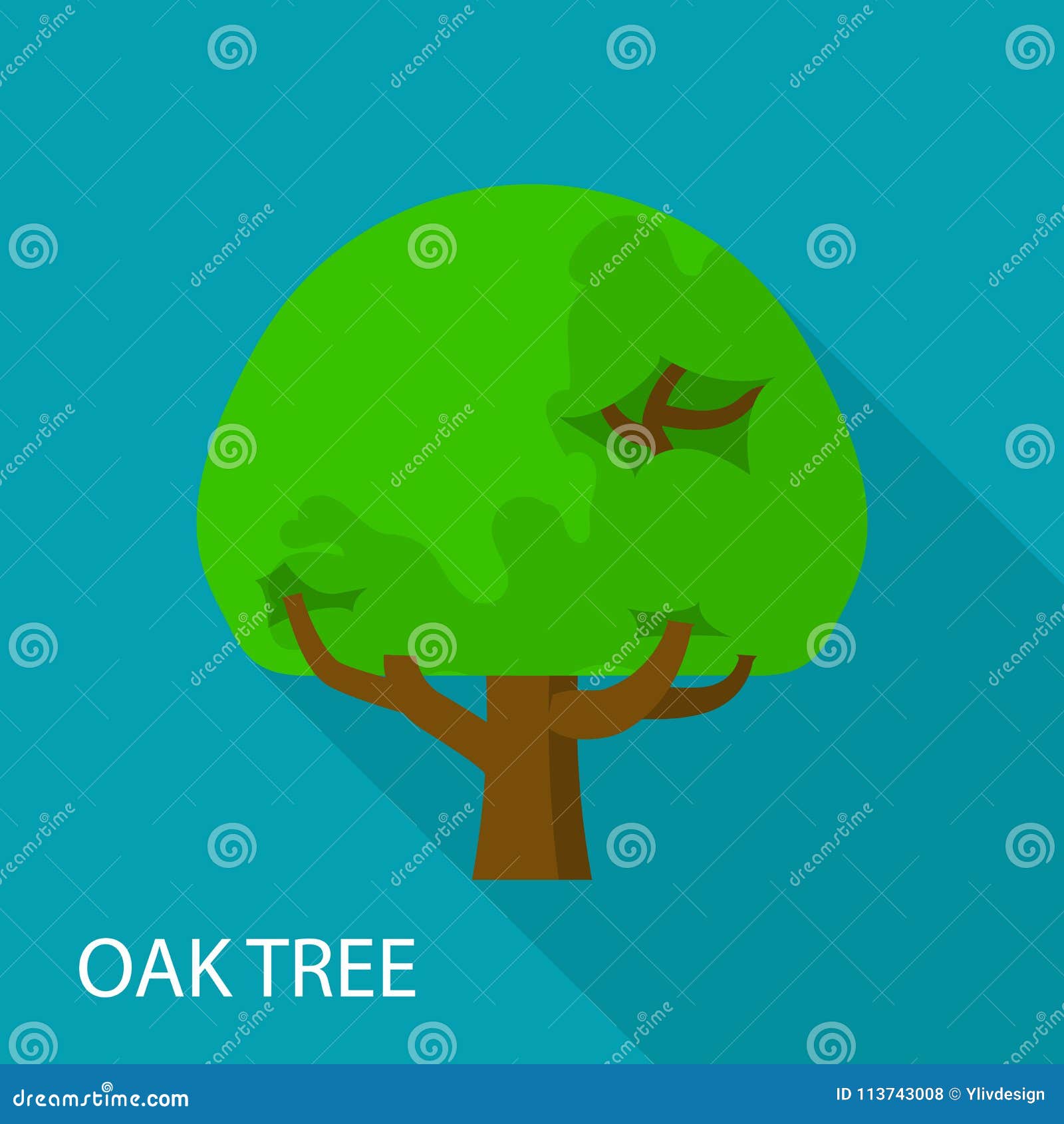 Oak tree icon, flat style stock vector. Illustration of growth - 113743008