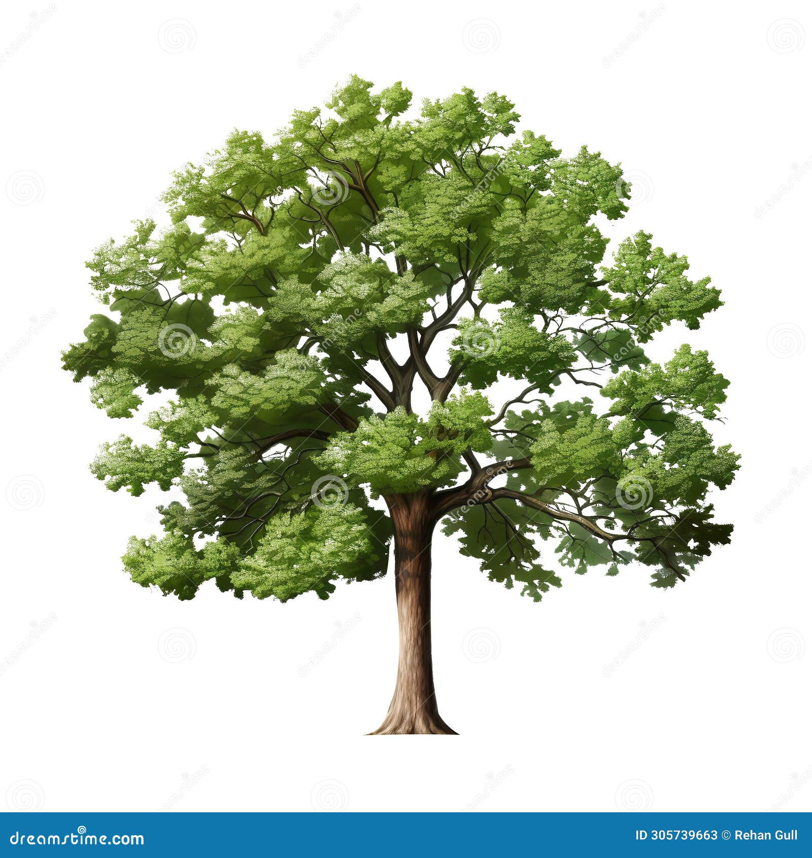 Simple Oak Tree Isolated on White Background Stock Illustration ...