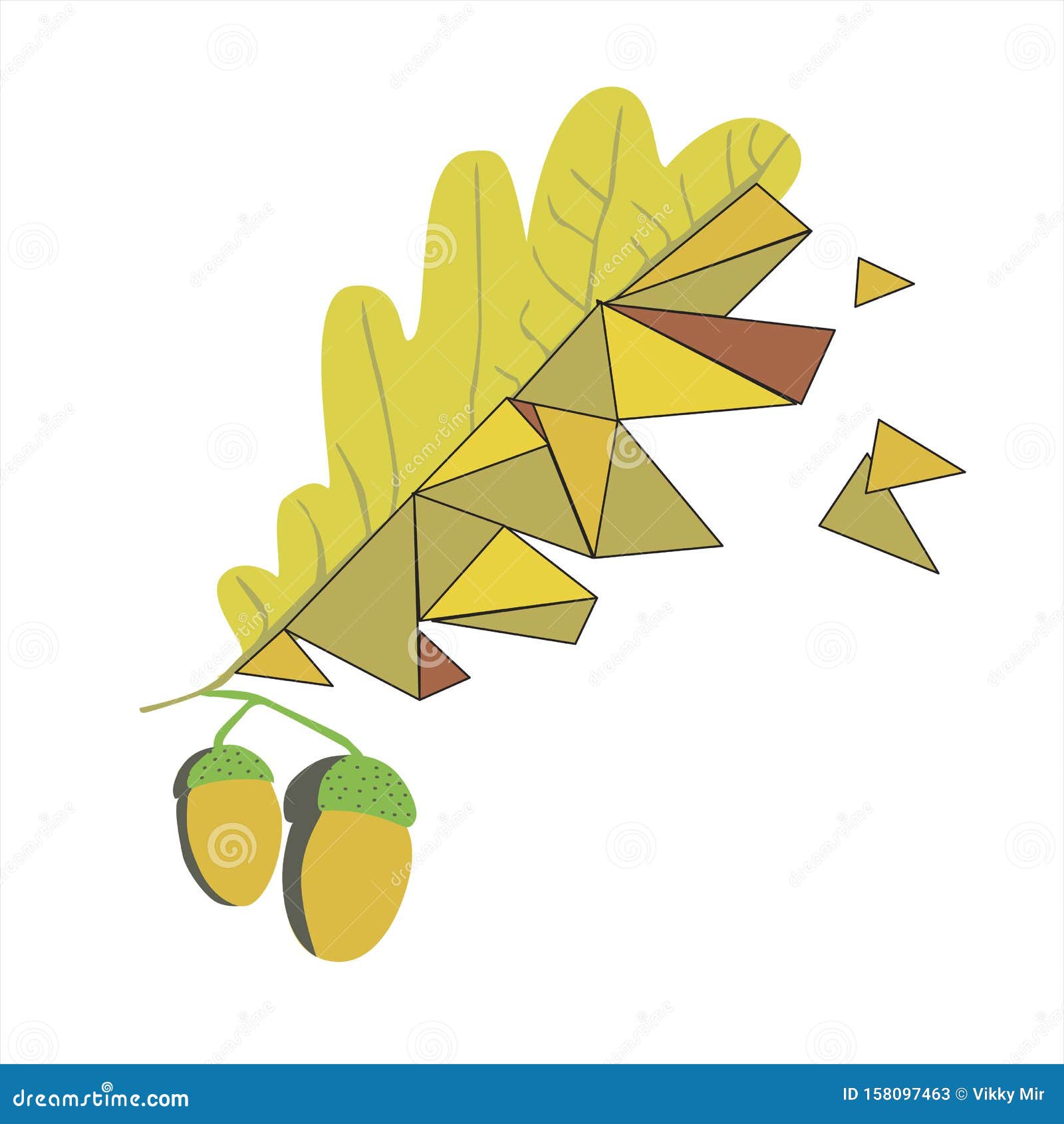 Oak Tree Leave with Linear Triangles Stock Vector - Illustration of ...