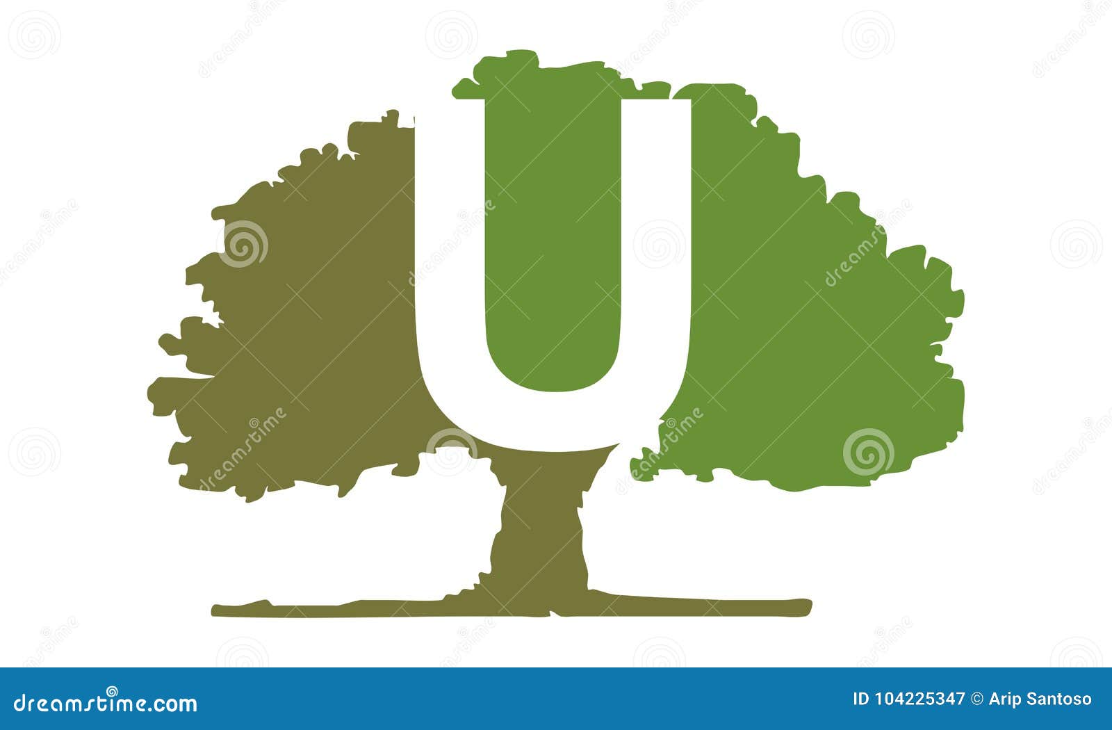 Oak Tree Letter U stock vector. Illustration of isolated - 104225347