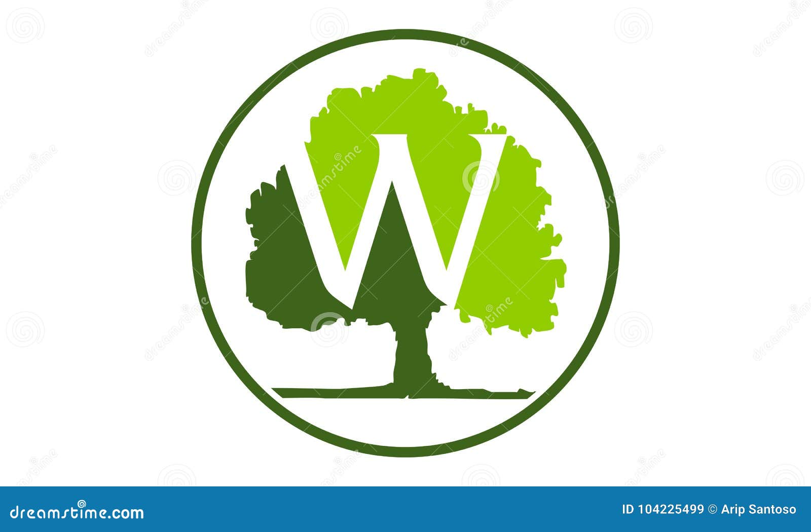 Oak Tree Letter W stock vector. Illustration of flora - 104225499