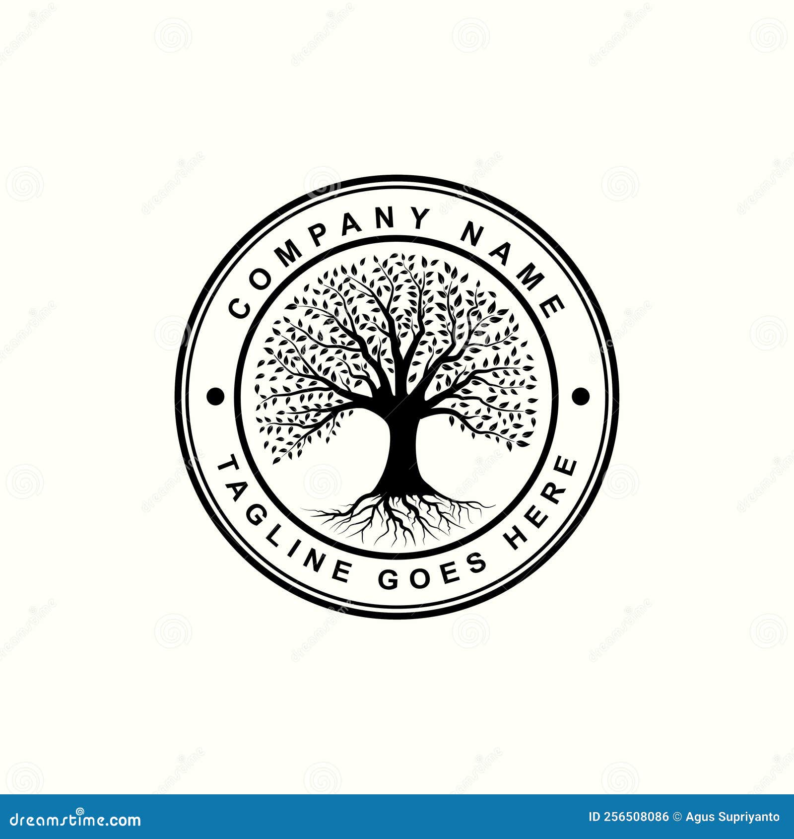 Oak Tree Logo Design, Tree Vector Circle Shape. Stock Vector ...